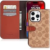 Amazon.com: Coach Signature Canvas Two Piece Detachable Wallet Folio iPhone 15 Case, Compatible ...