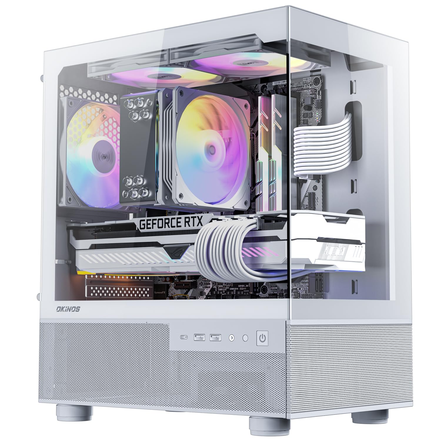 Okinos Aqua 3, Micro ATX Case, MATX PC Case with 3 X 120mm 3-Pin ARGB ...