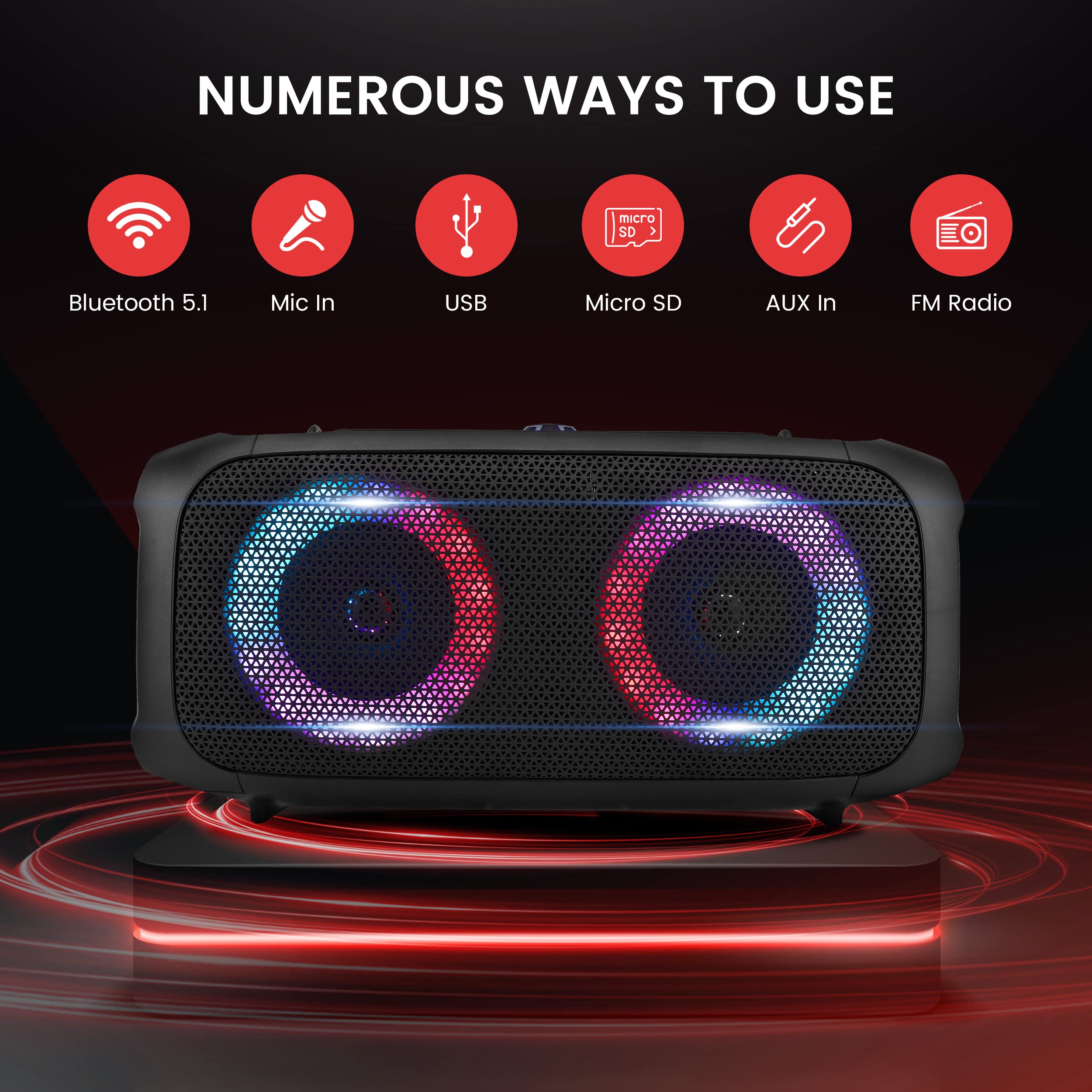 Mua Pyle Wireless Portable Bluetooth Boombox Speaker, 500W Rechargeable ...
