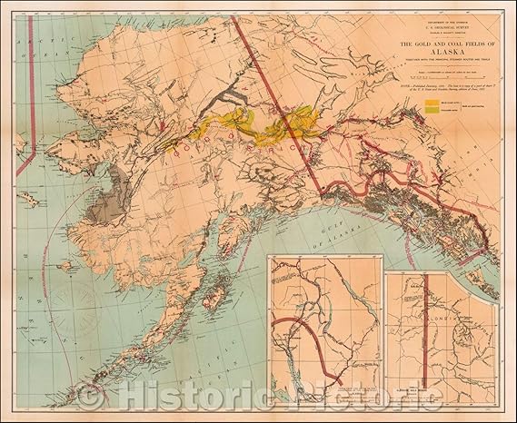 Amazon.com: Historic Map - The Gold and Coal Fields of Alaska Together ...