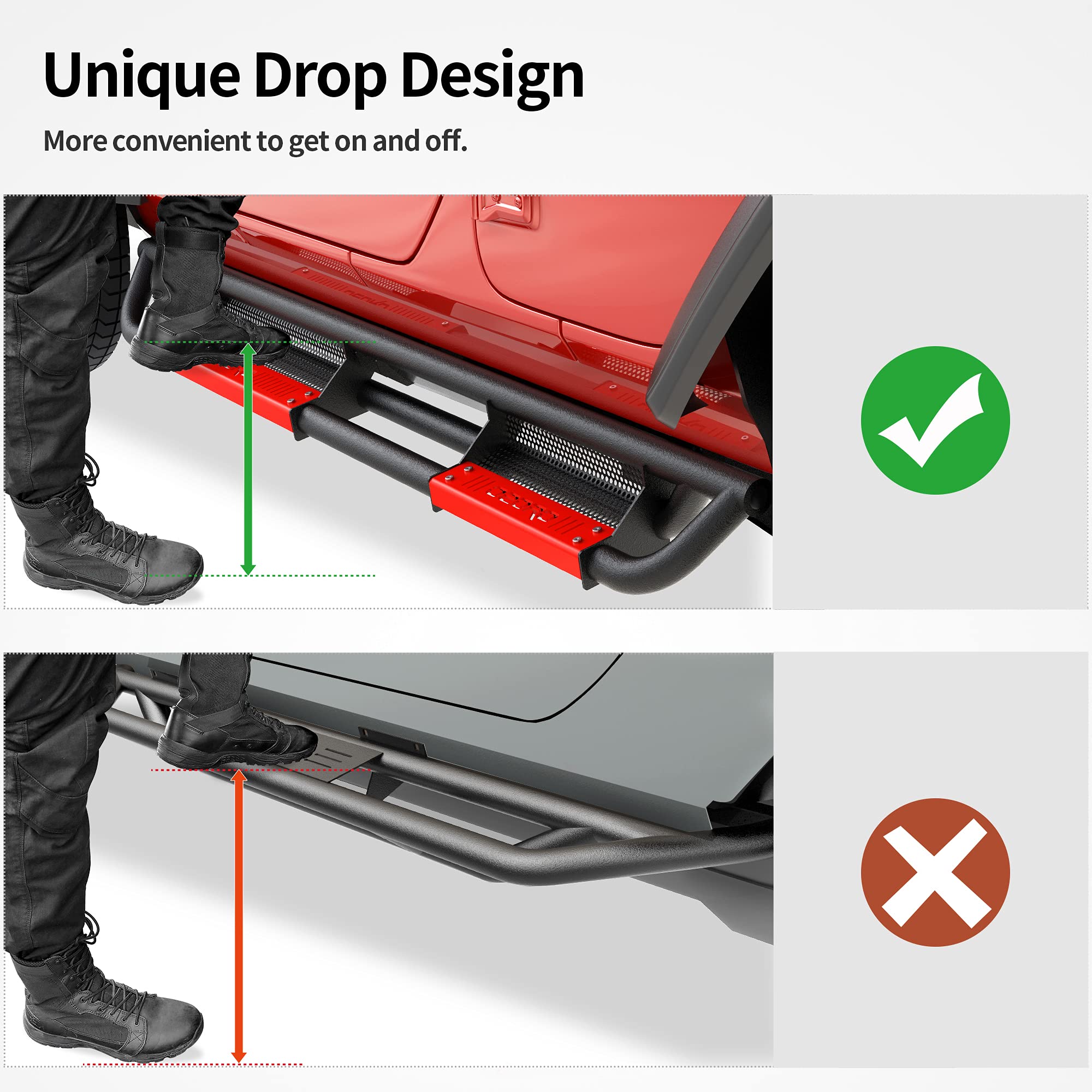 Mua oEdRo 6 inch Running Boards Compatible with 2018-2024 Jeep Wrangler ...