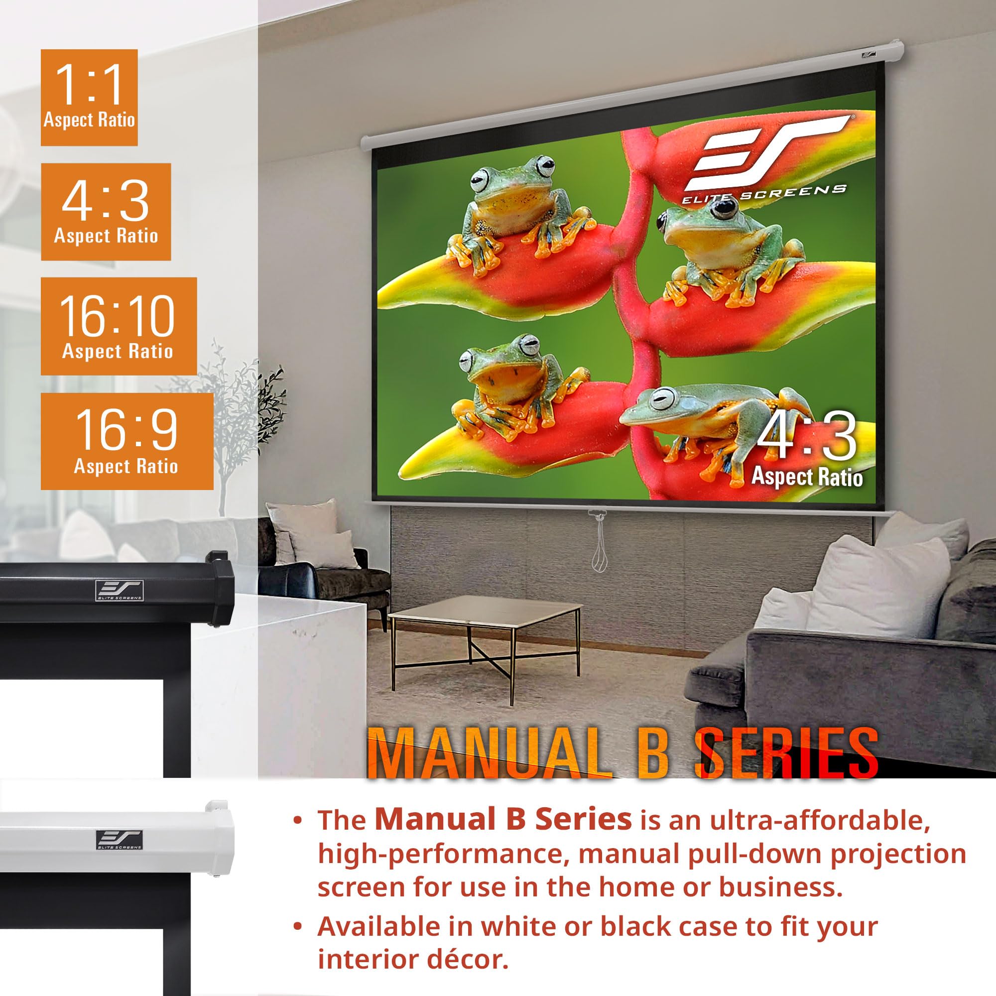 Mua Elite Screens Manual B Series, 120-INCH Pull Down Projector Screen ...