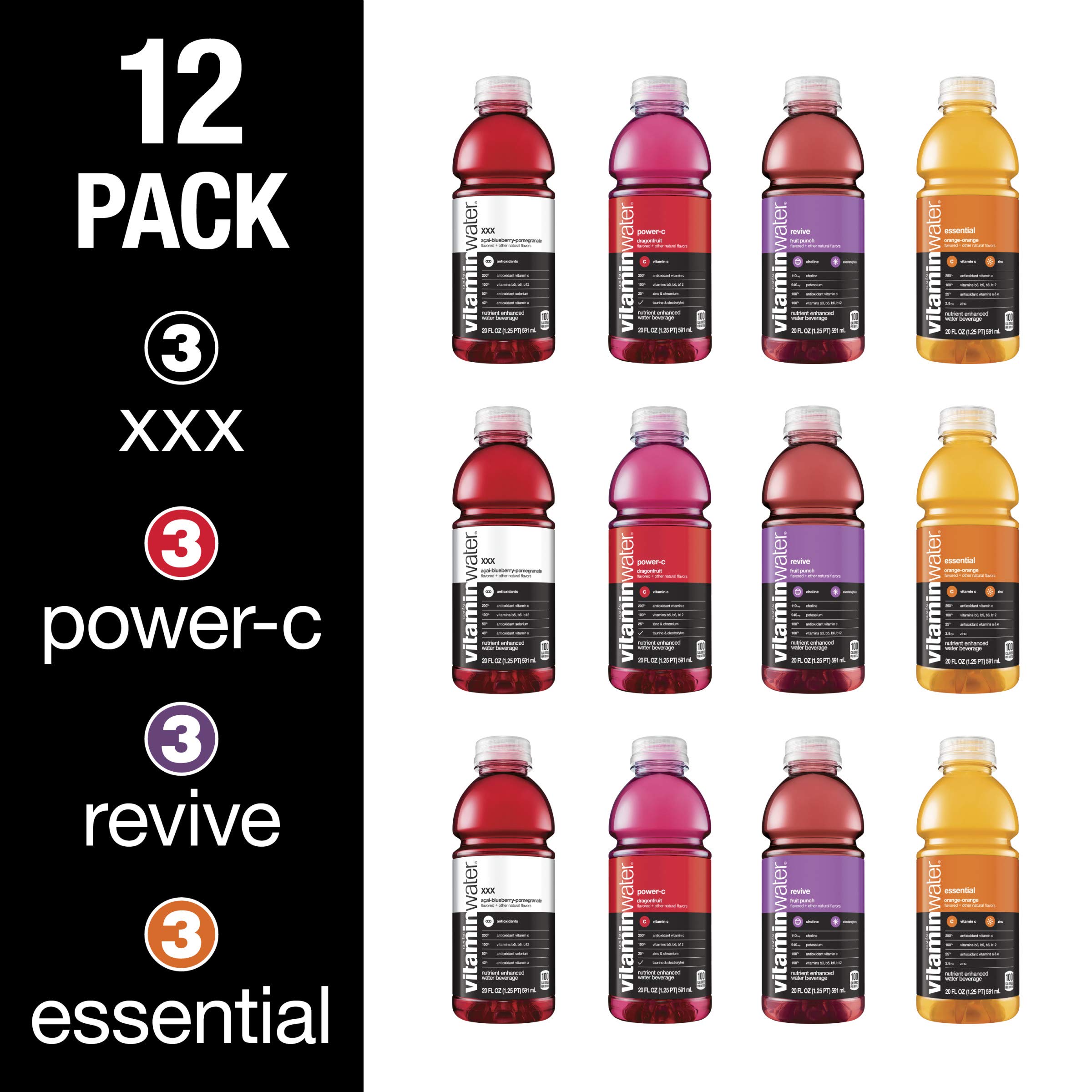 Mua vitaminwater Flavored Water | 4 Flavor Variety Pack - 20 Fl Oz ...