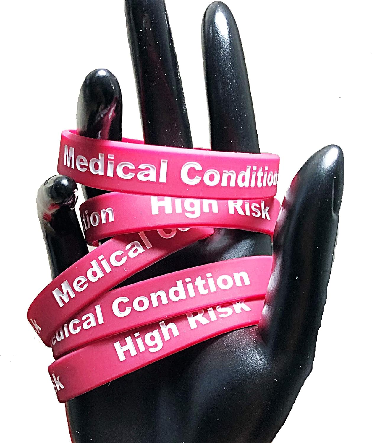 High Risk Medical Condition Awareness Bracelets 5 Pack Red Silicone ...