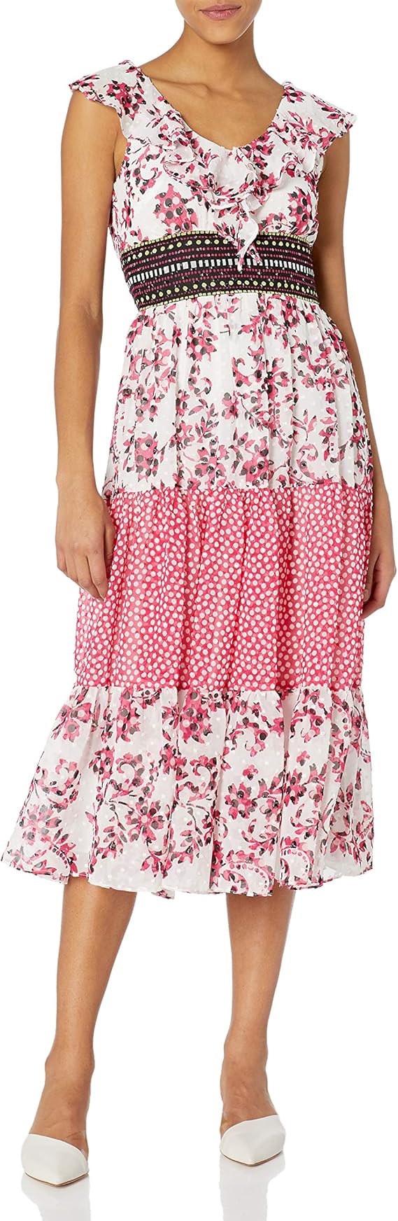 Taylor Dresses Womens Taylor Dress Women's Mixed Print Chiffon Midi ...