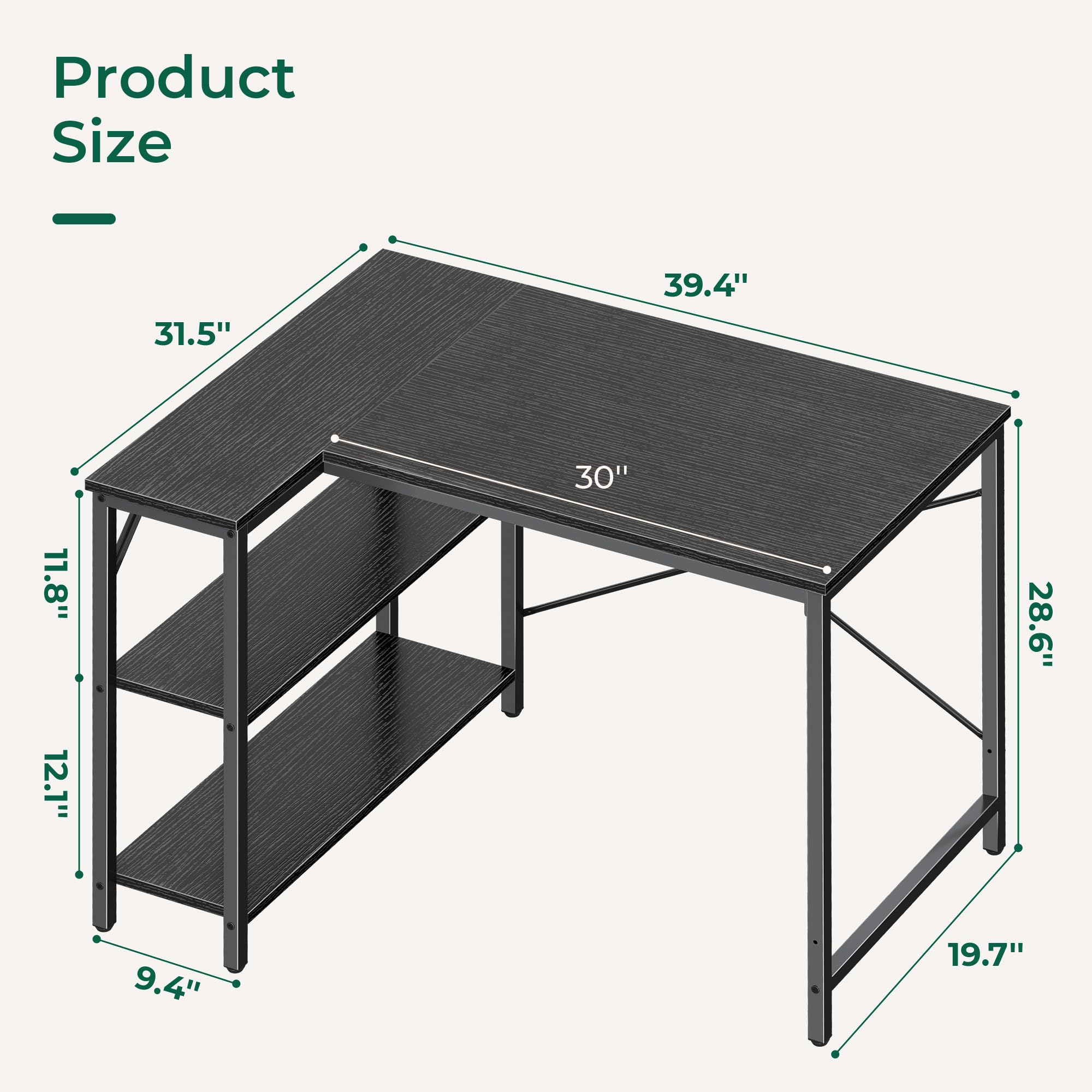 Mua Huuger L Shaped Desk, 39 Inches Computer Desk with Reversible ...