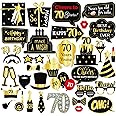 Amazon.com: INNORU 70th Birthday Photo Booth Props, Women Men 70th ...