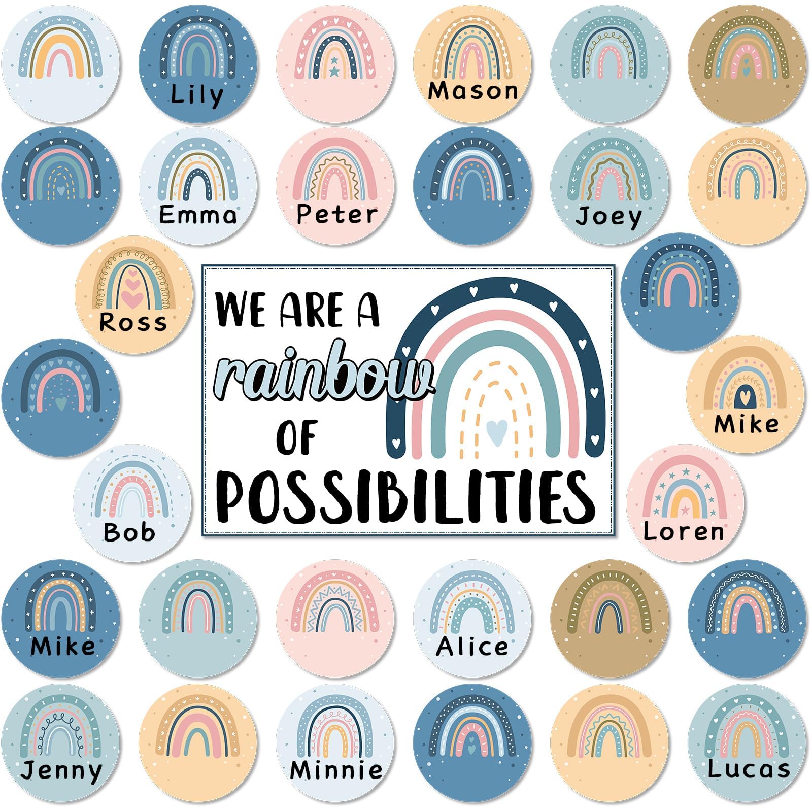 Boho Rainbow Bulletin Board Classroom Decoration Motivational Cutouts ...