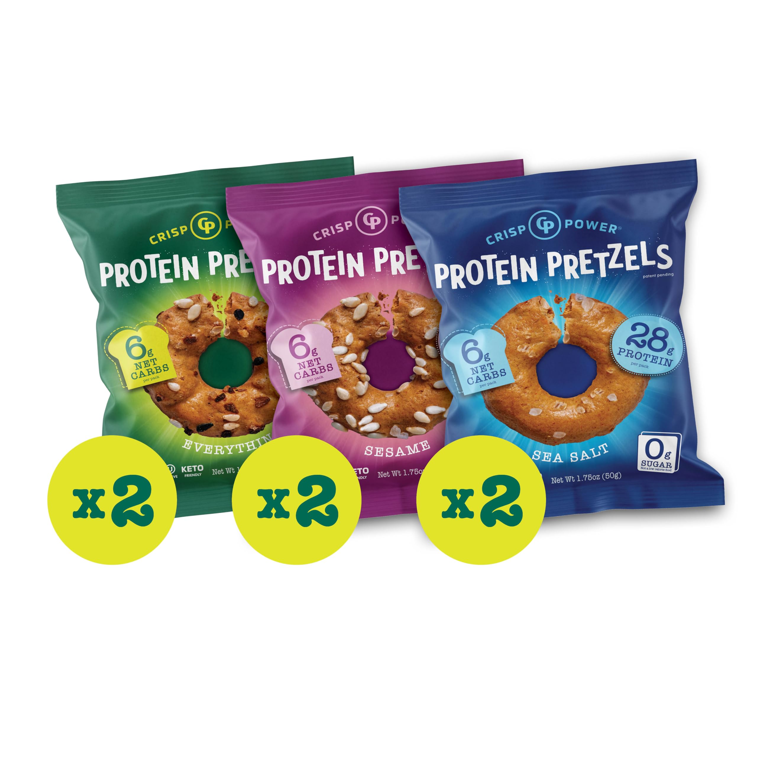 Mua Crisp Power High Protein Pretzel Crisps - 6 Pack x 1.75 oz Crunchy ...