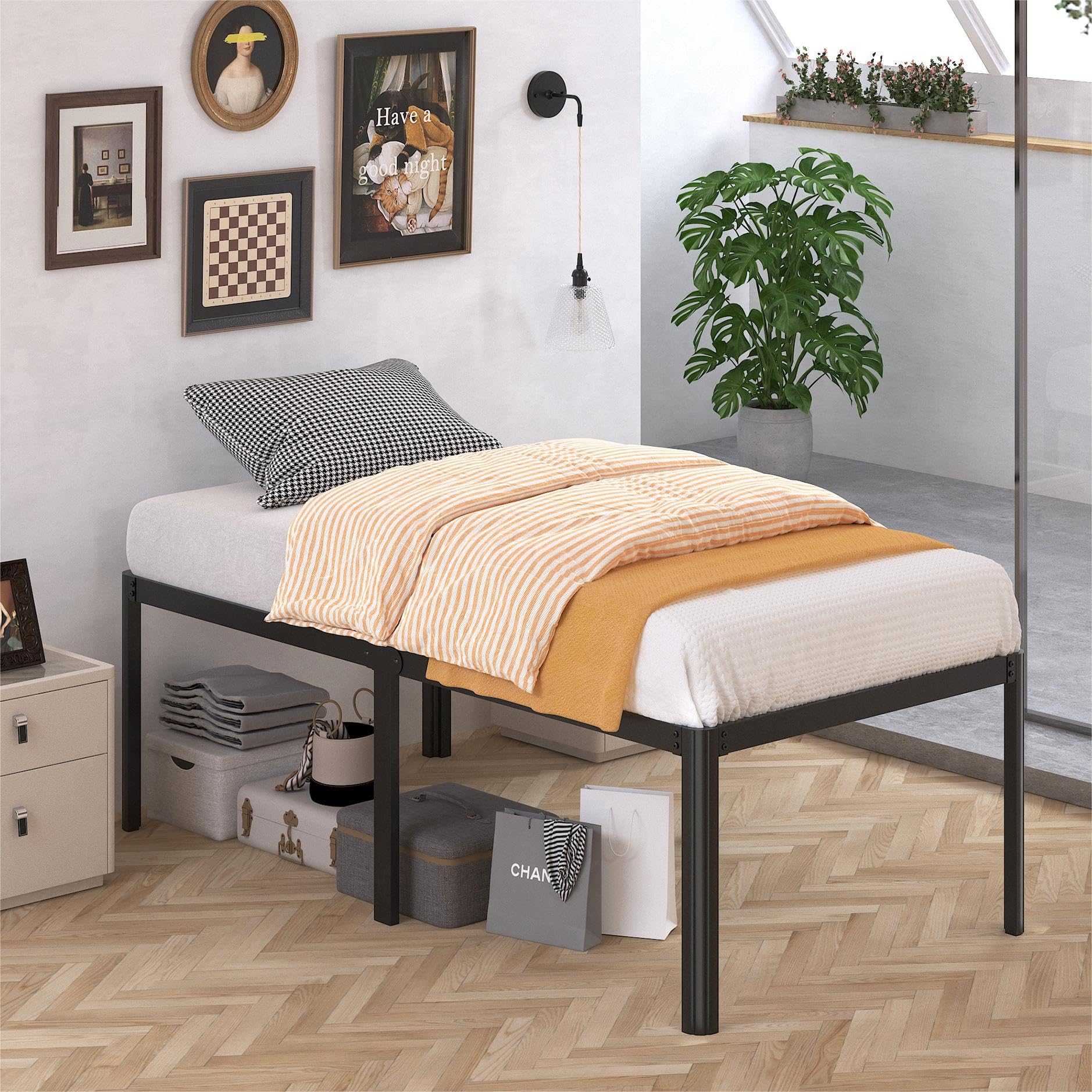 Likelalaso 24 Inch High Twin Bed Frames with Rounded Corner, Heavy Duty ...