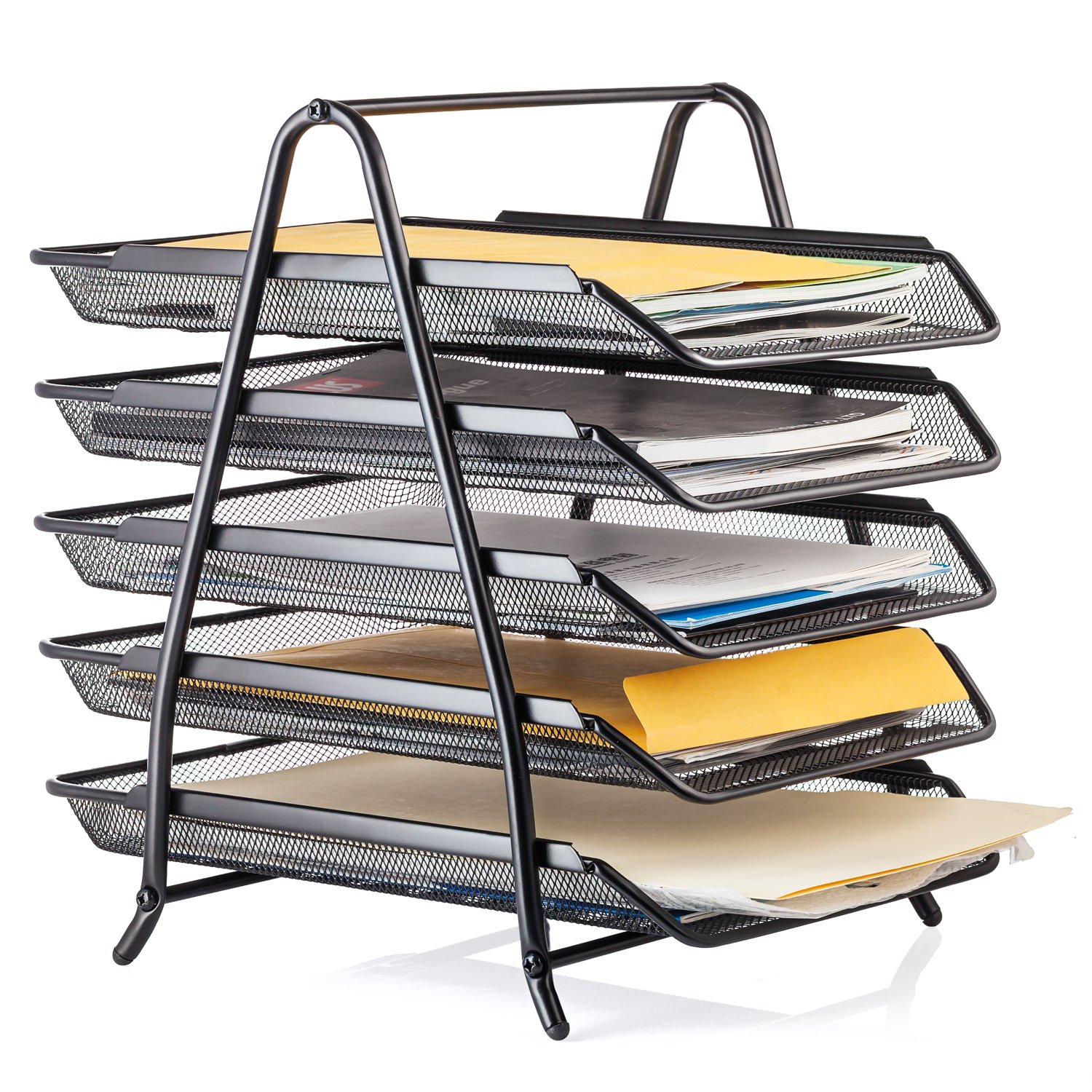 Halter Steel Mesh 5-Tier Shelf Tray Organizer for Desktop - Letter-Size ...