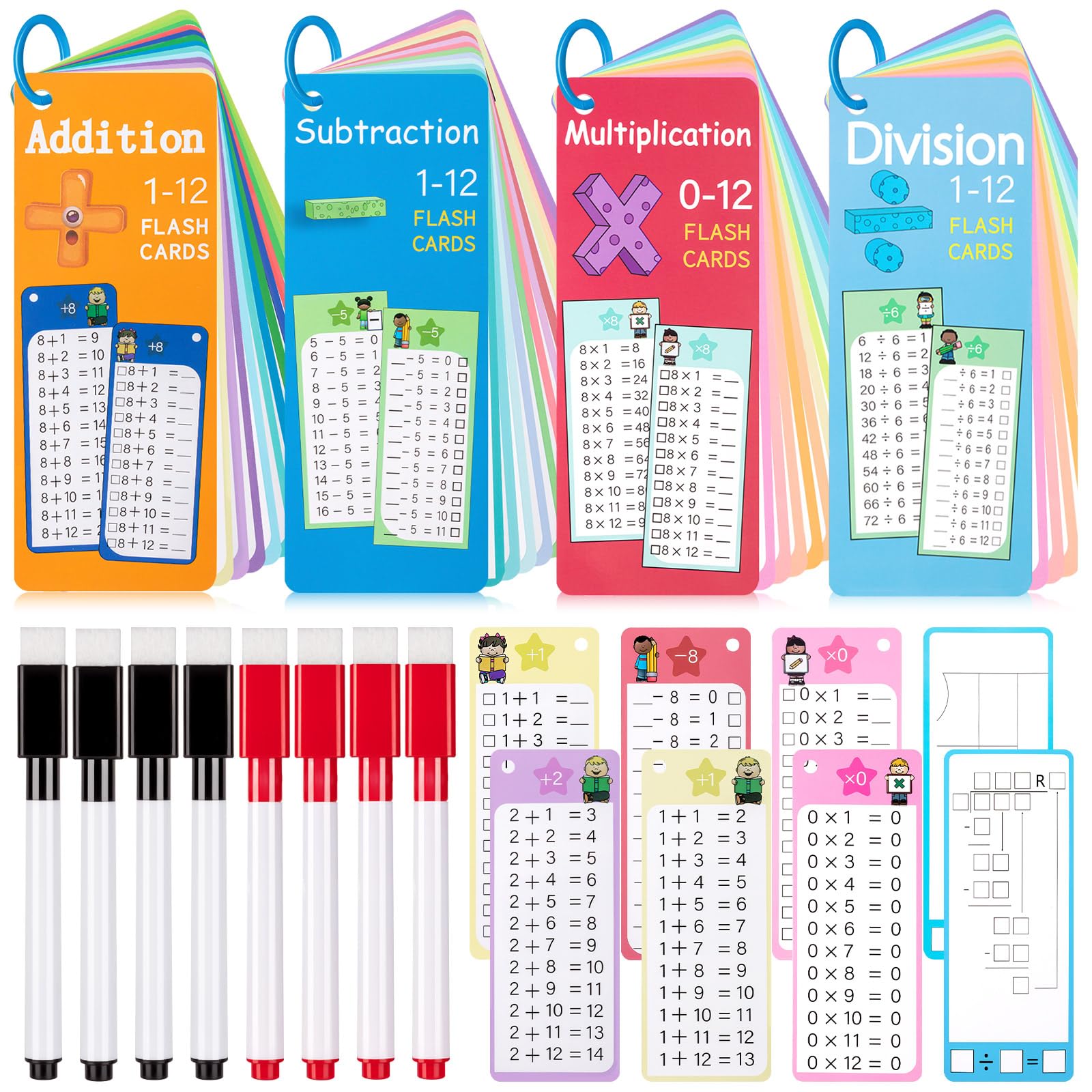 60Pcs Multiplication Division Addition and Subtraction Flash Card, Math ...