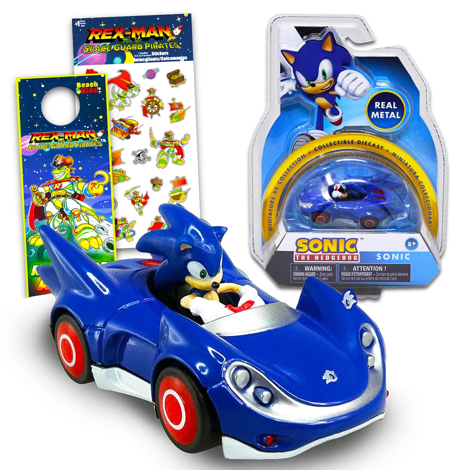 Sonic the Hedgehog Diecast Toy Race Car - Bundle with Sonic Pull Back ...