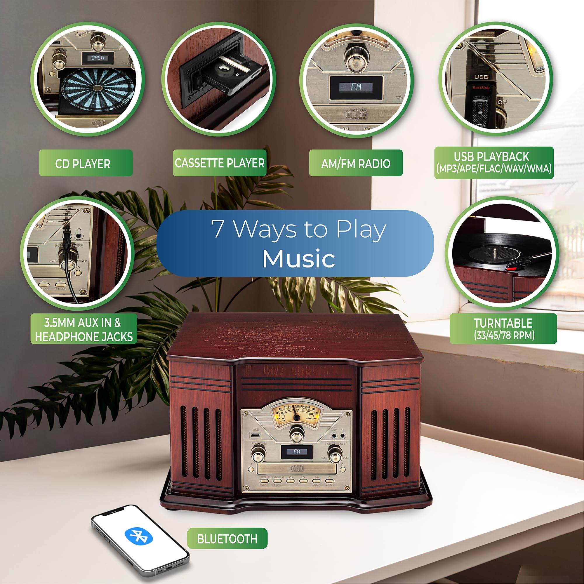 Mua ClearClick All-in-One Turntable with 3-Speed Record Player ...