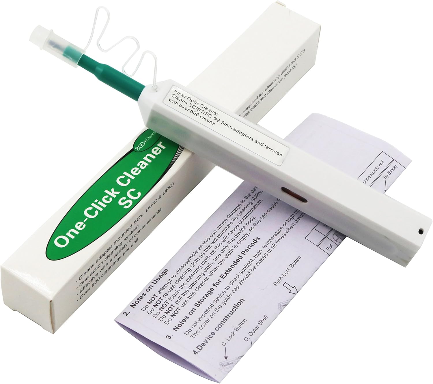 SC 2.5mm Fiber Optic Cleaner Optic Connector Cleaner Pen For FC, SC and ...