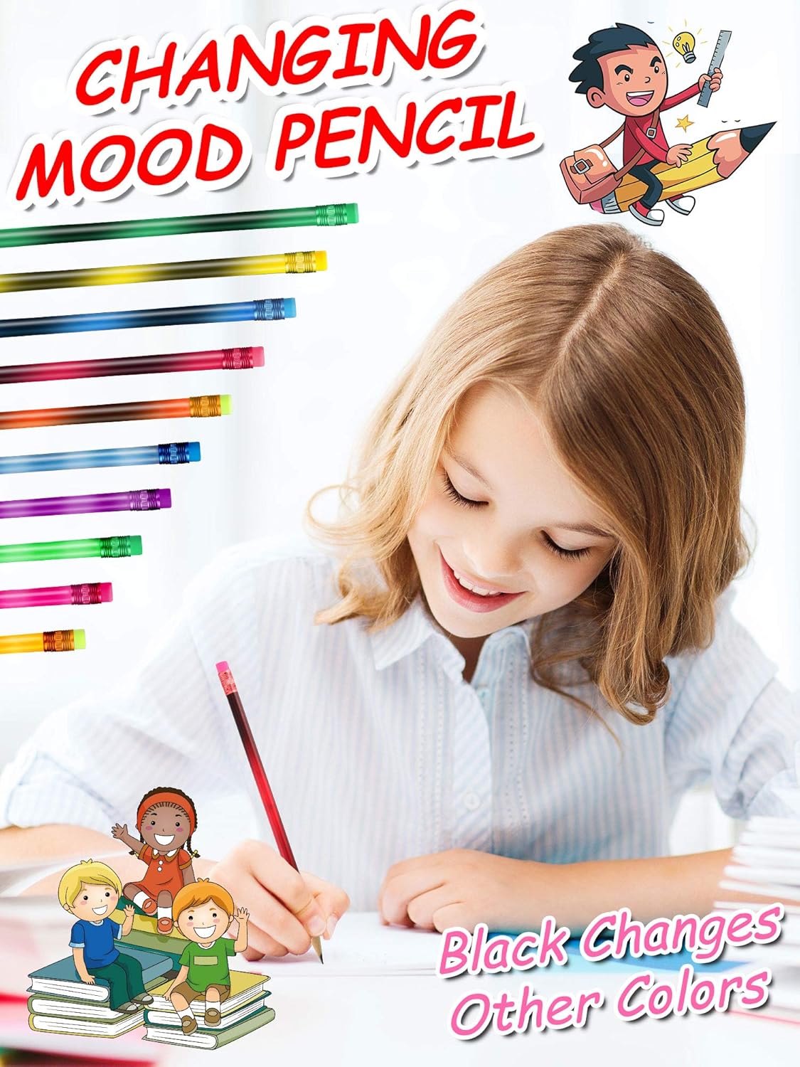 40 Pieces Color Changing Mood Pencil with Eraser Wooden Pencils Heat ...