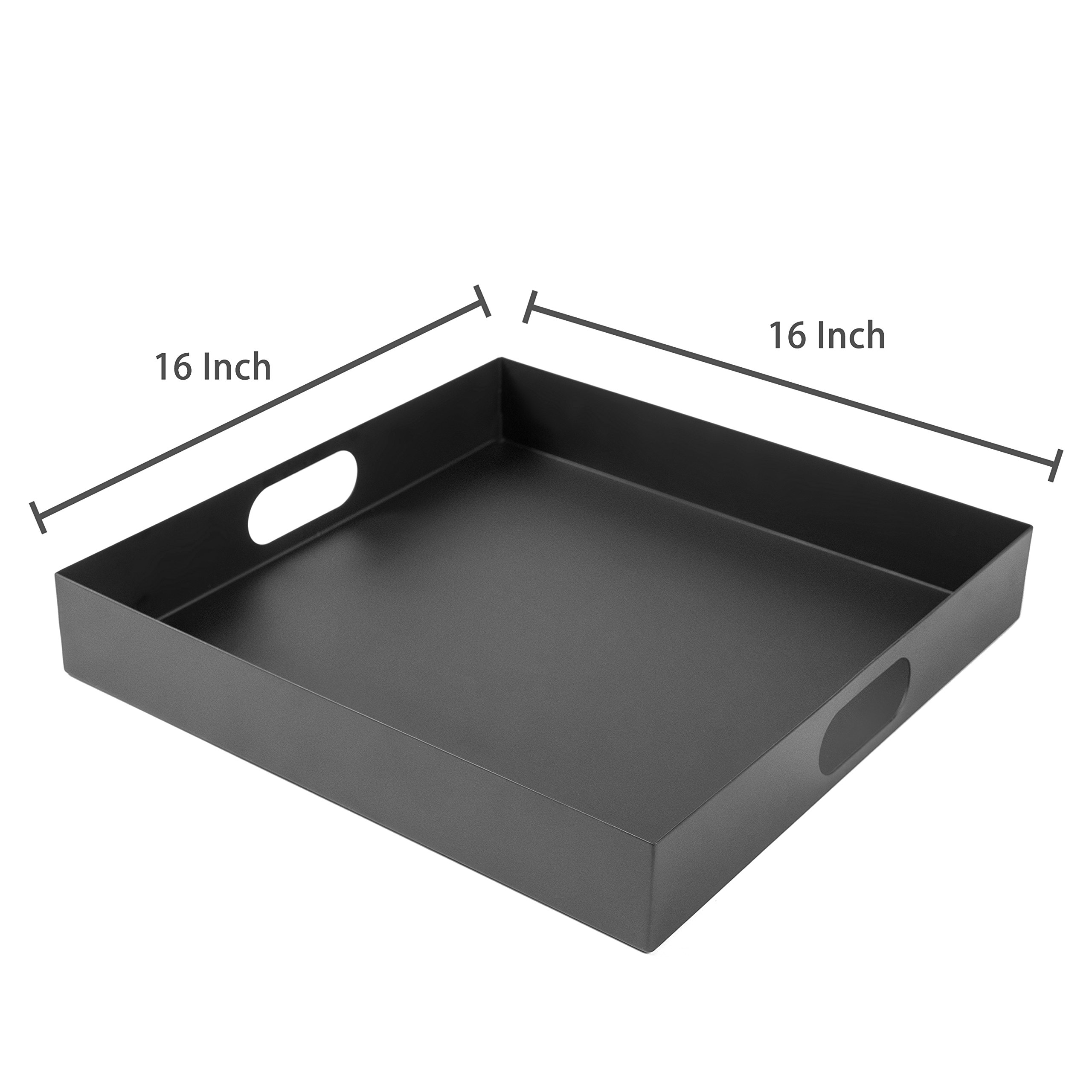 MyGift 16 inch Square Metal Breakfast Serving Tray with Oval Cutout ...