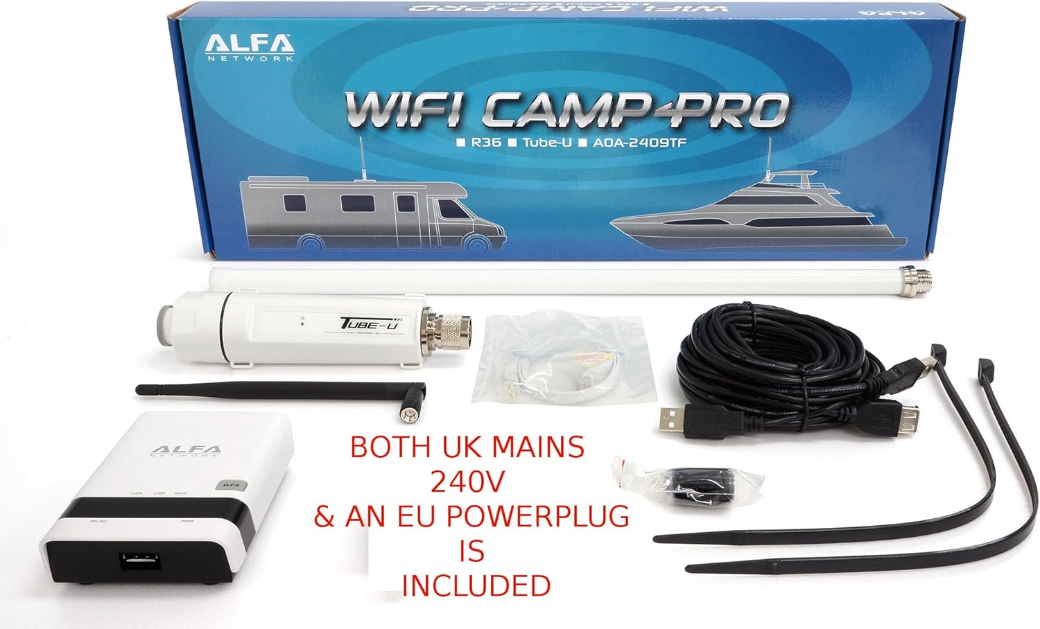 Alfa Network WiFi Camp-Pro G, 1 X R36 ,1 X Tube U G & 1 X AOA-2409 ...