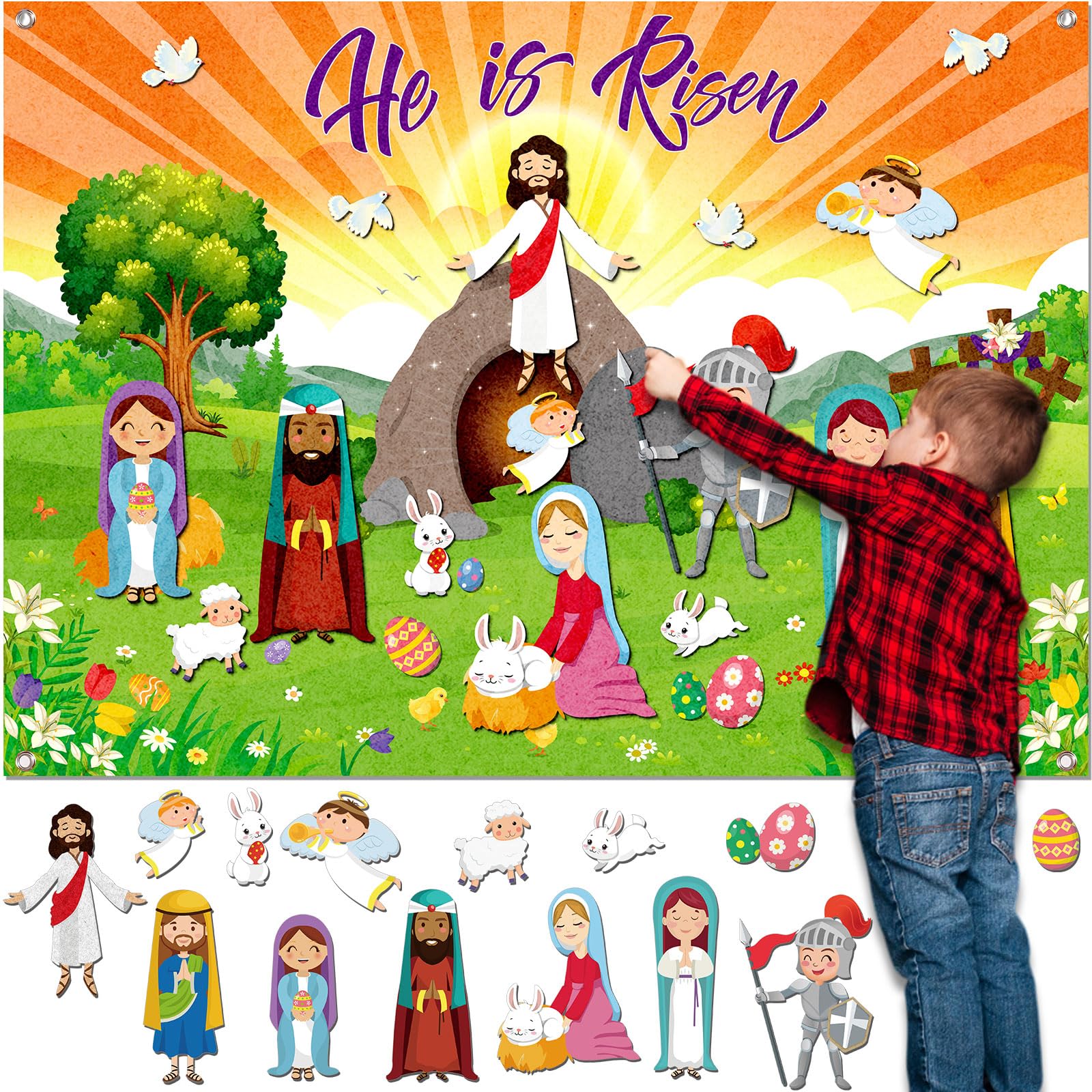 Tiamon Easter Felt Set Make He is Risen Felt Scenes Resurrection Story ...
