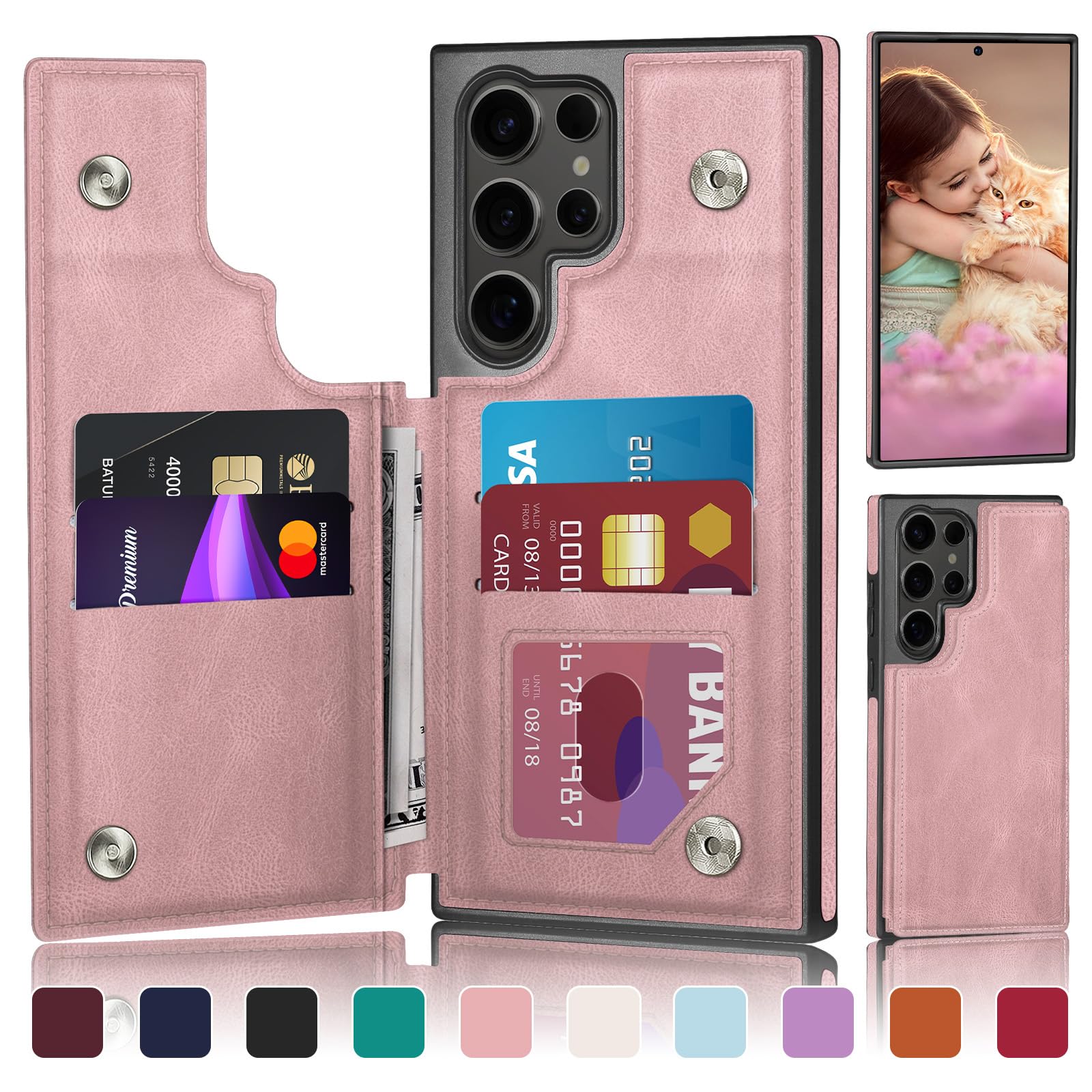 DJDUCK Designed for Samsung Galaxy S25 Ultra Case Wallet with Card Holder, [Magnetic Clasp Cover ...