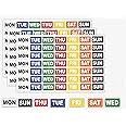 Amazon.com: Week Date Sticker Colored Day of The Week Labels 1.25X0.75 ...