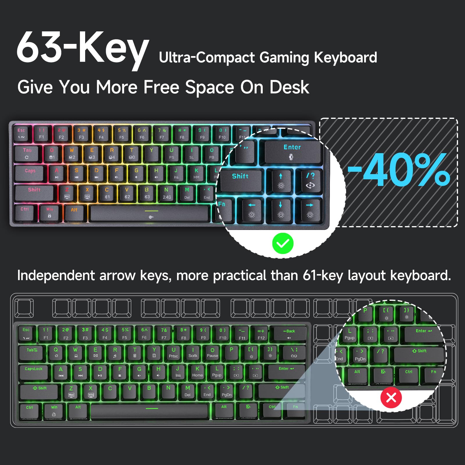 Mua DIERYA T63 60% Wireless Mechanical Gaming Keyboard, Bluetooth/2.4G ...