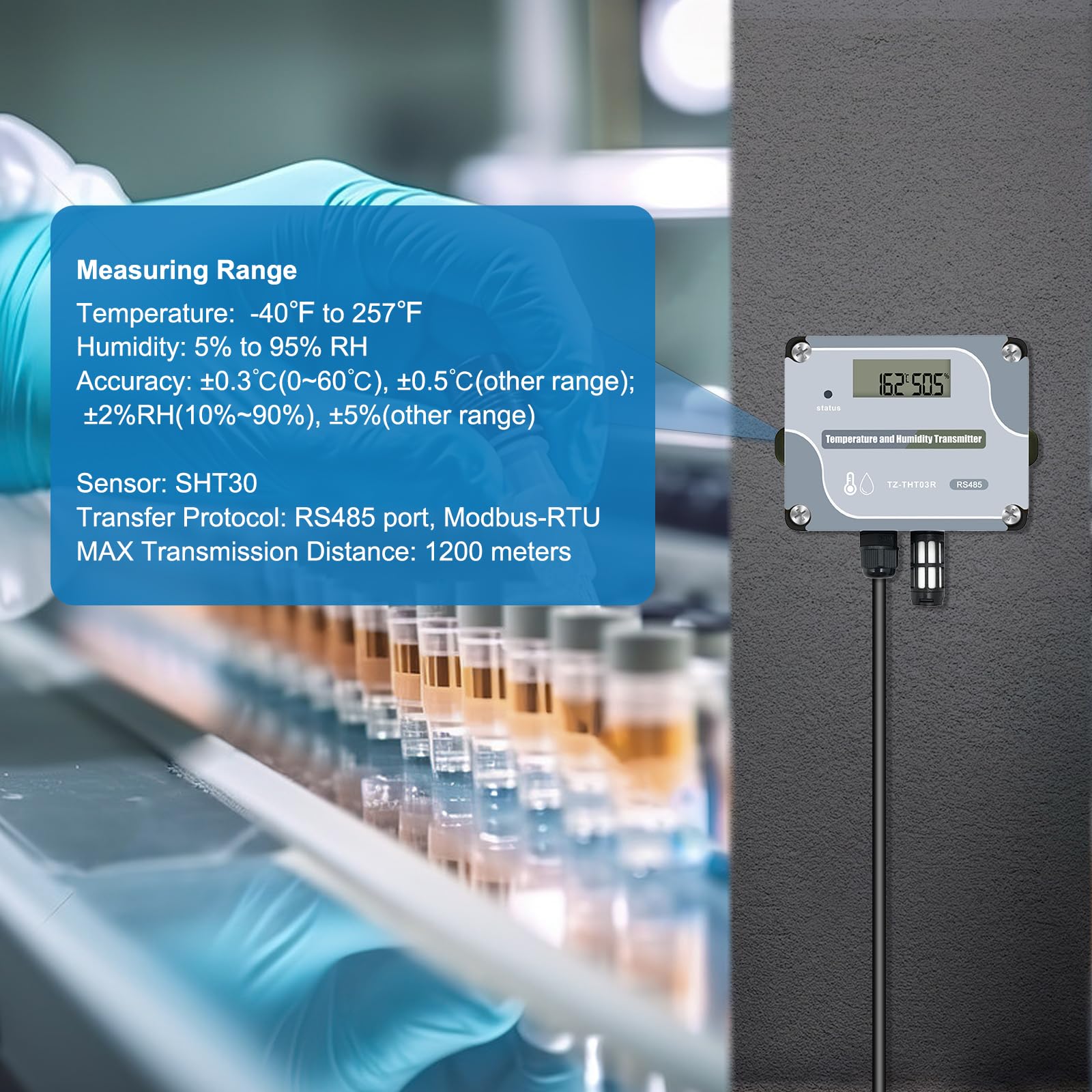 Tzone RS485 Temperature Humidity Sensor Modbus RTU Temp Sensor Digital Industrial Temp And ...