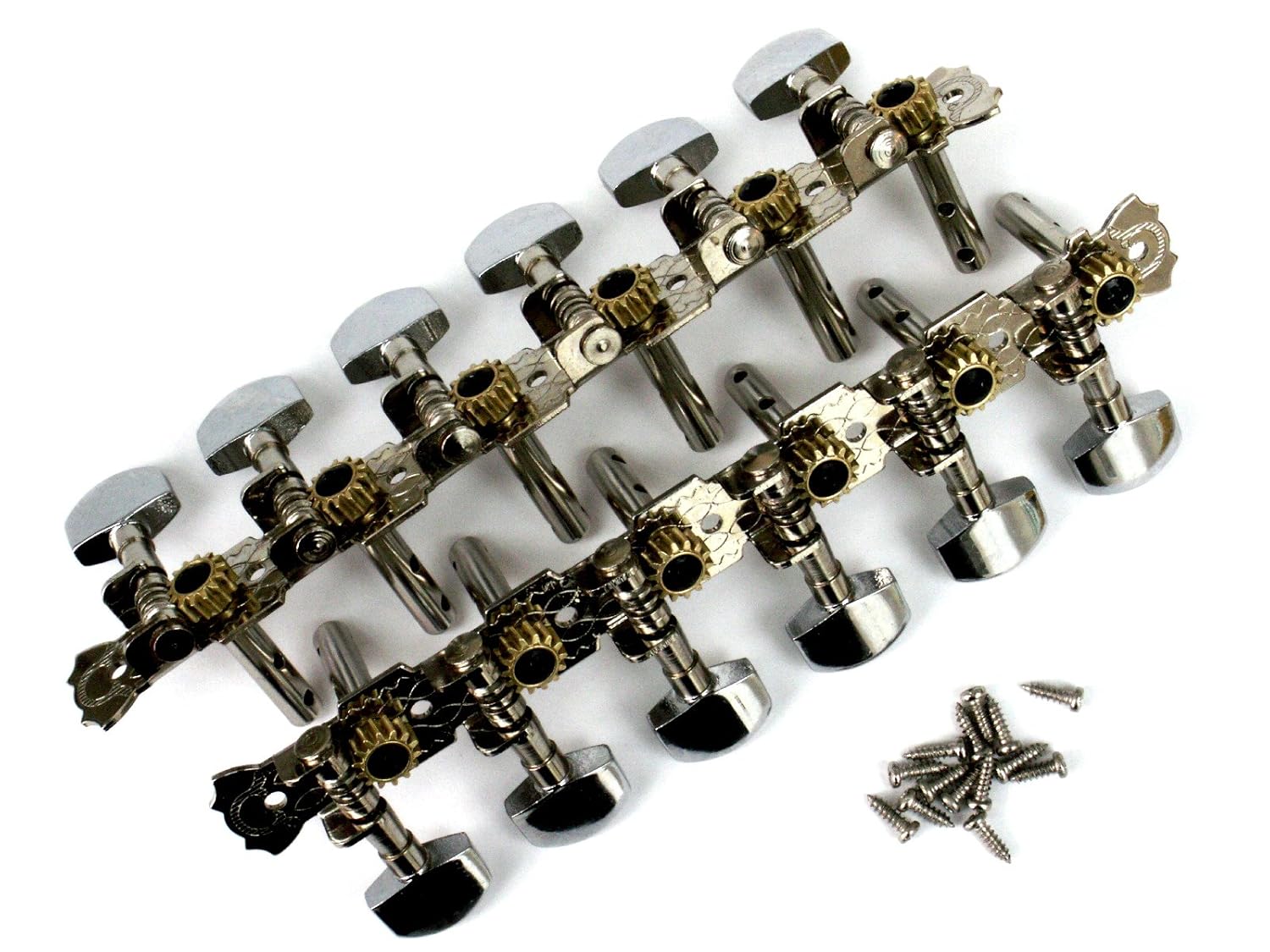 12 string guitar machine heads chrome buttons / tuners for slotted ...