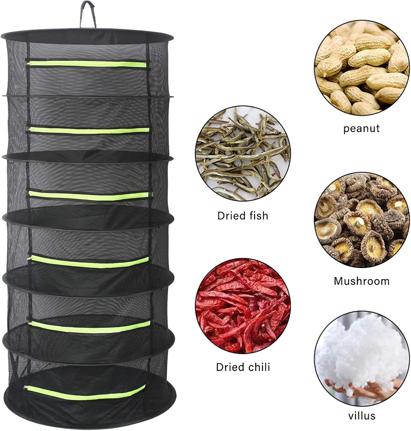 6 Layer Drying Baskets for Herbs Hanging Collapsible Mesh Drying Rack ...