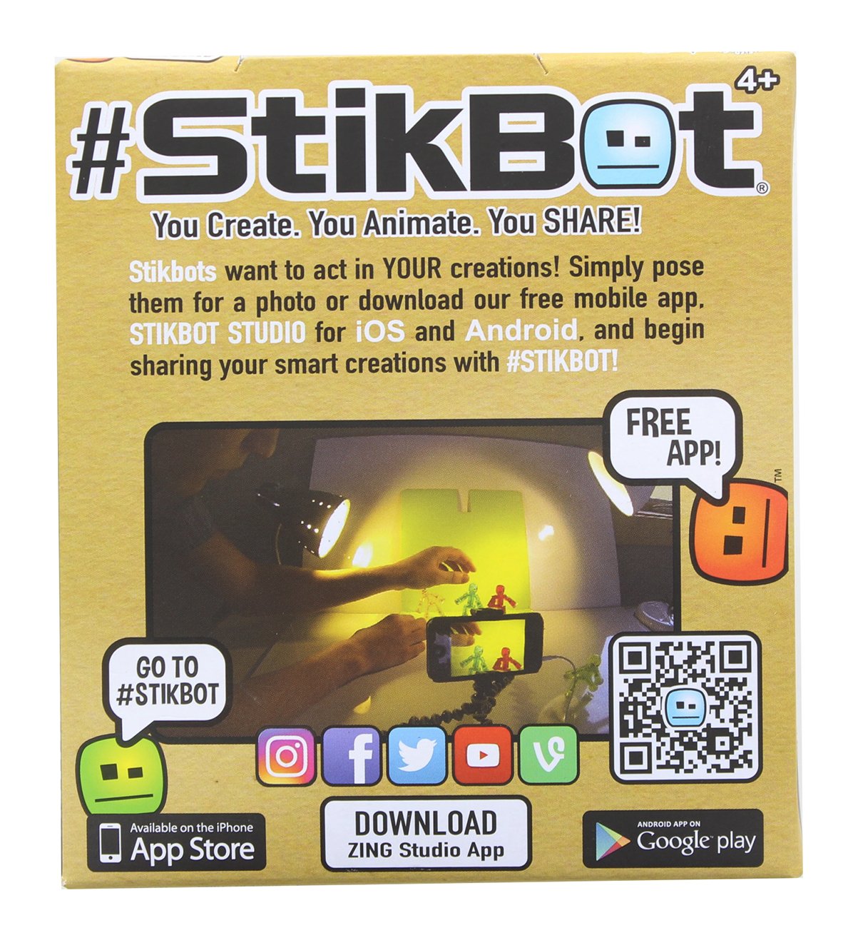 Stikbot Solid Aqua Blue Action Figure Light Animation Toy Social Media ...