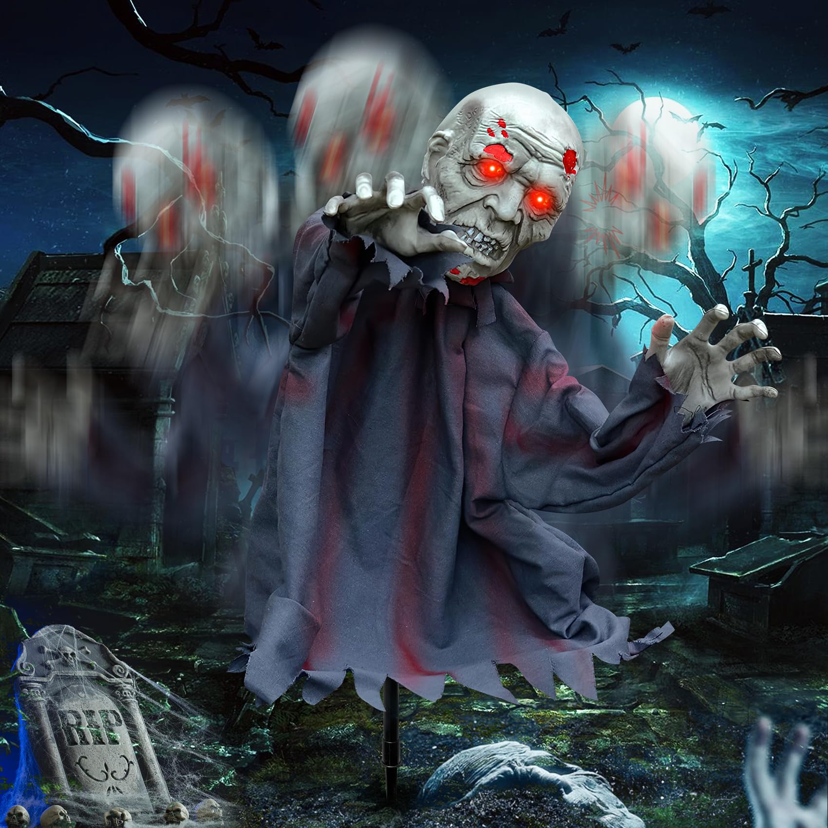 Outdoor Halloween Decorations,41x 30 inch Realistic Movable Zombie ...