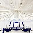 Amazon.com: 6 Panel White Wedding Drapes - 5ft x10ft Sheer Chiffon ...