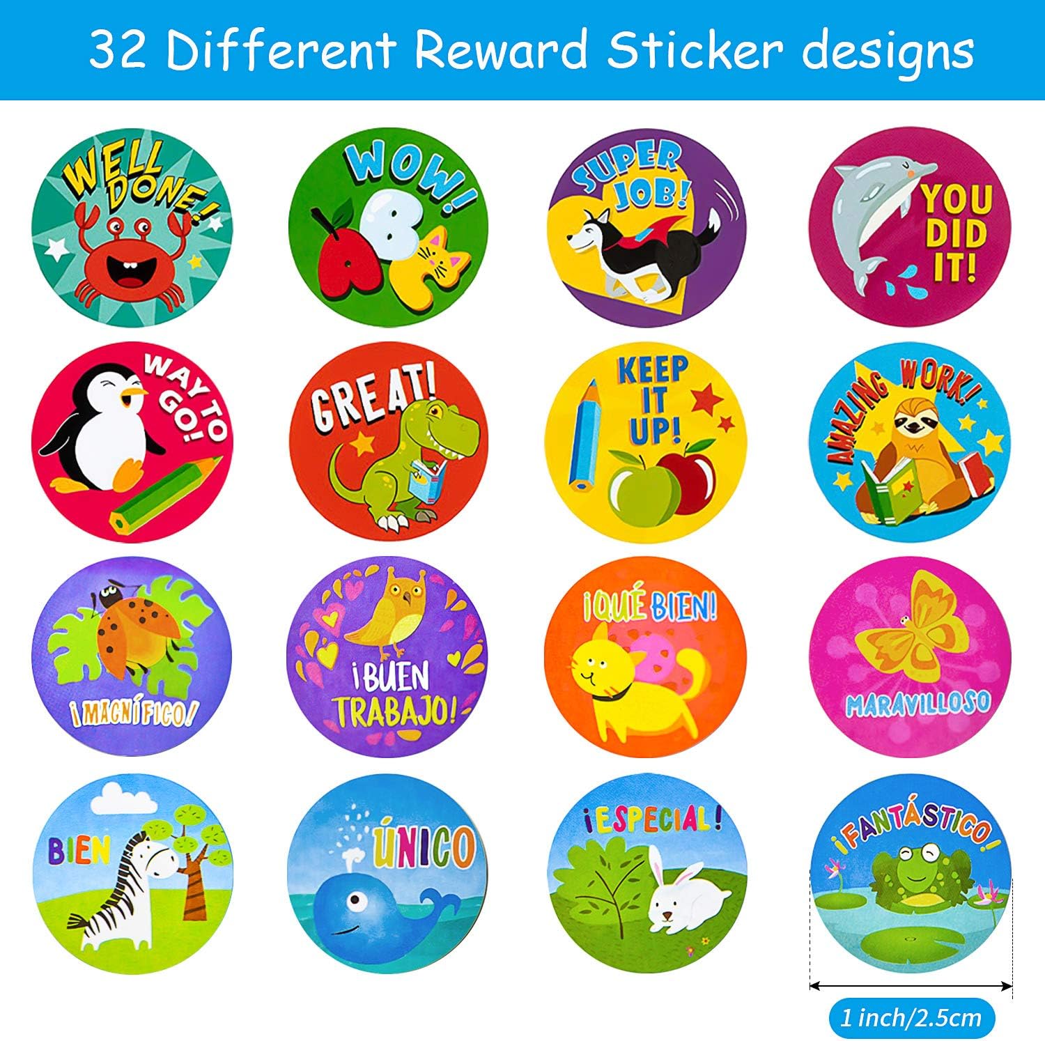 2000 Pieces Teacher Motivational Stickers Animal Encouragement Stickers ...