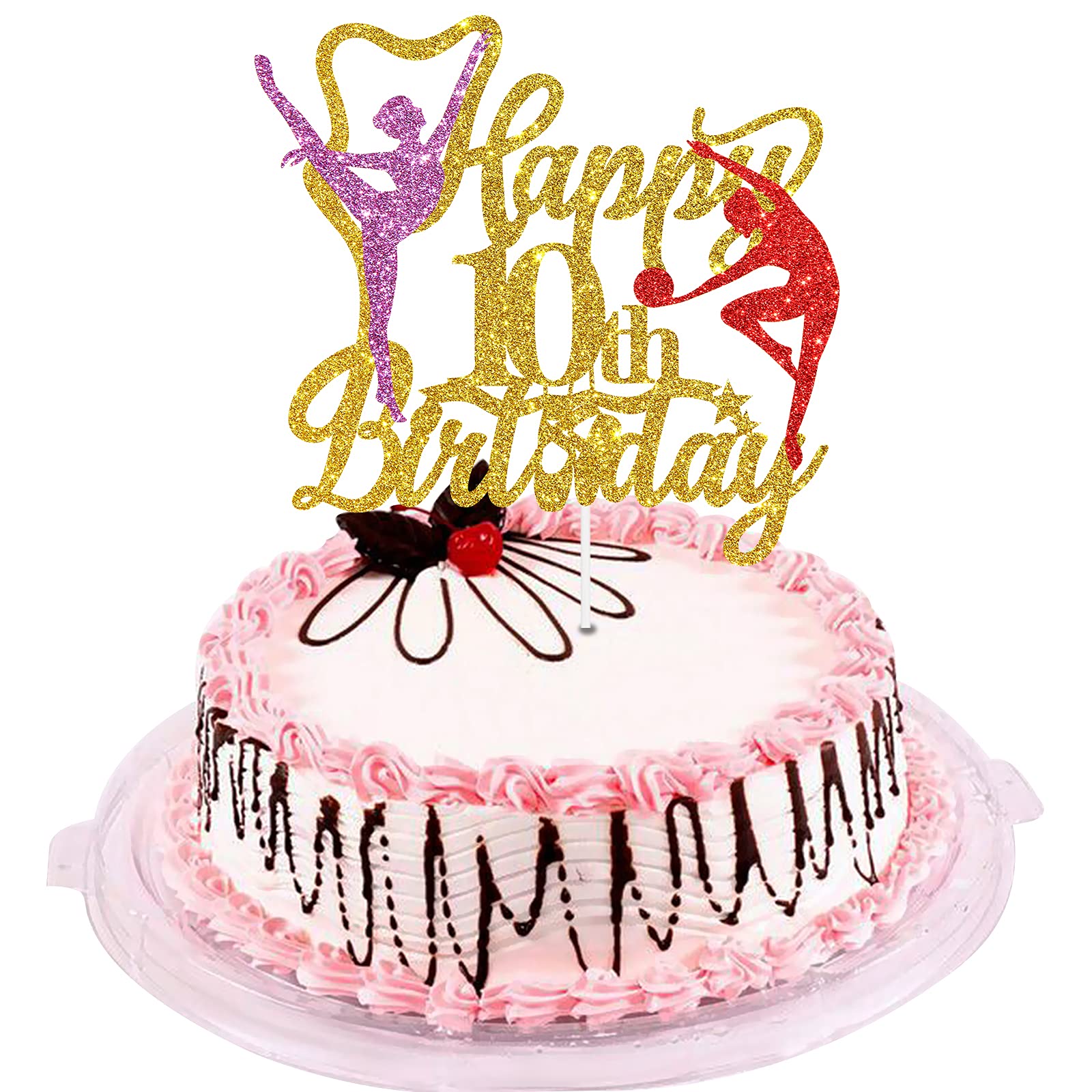 Gold Glitter Gymnastics Cake Topper 10th Birthday Cake Topper For Girls ...