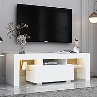 Amazon.com: Boloni White LED TV Stand, Modern Entertainment Center with ...