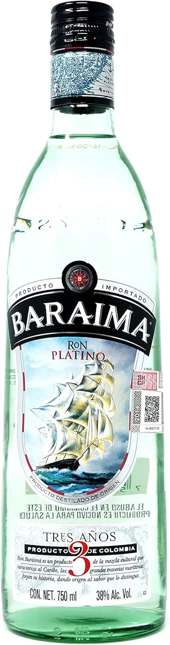 Ron Baraima Platino 3 Años 750 ml: Amazon.com.mx: Alimentos y Bebidas