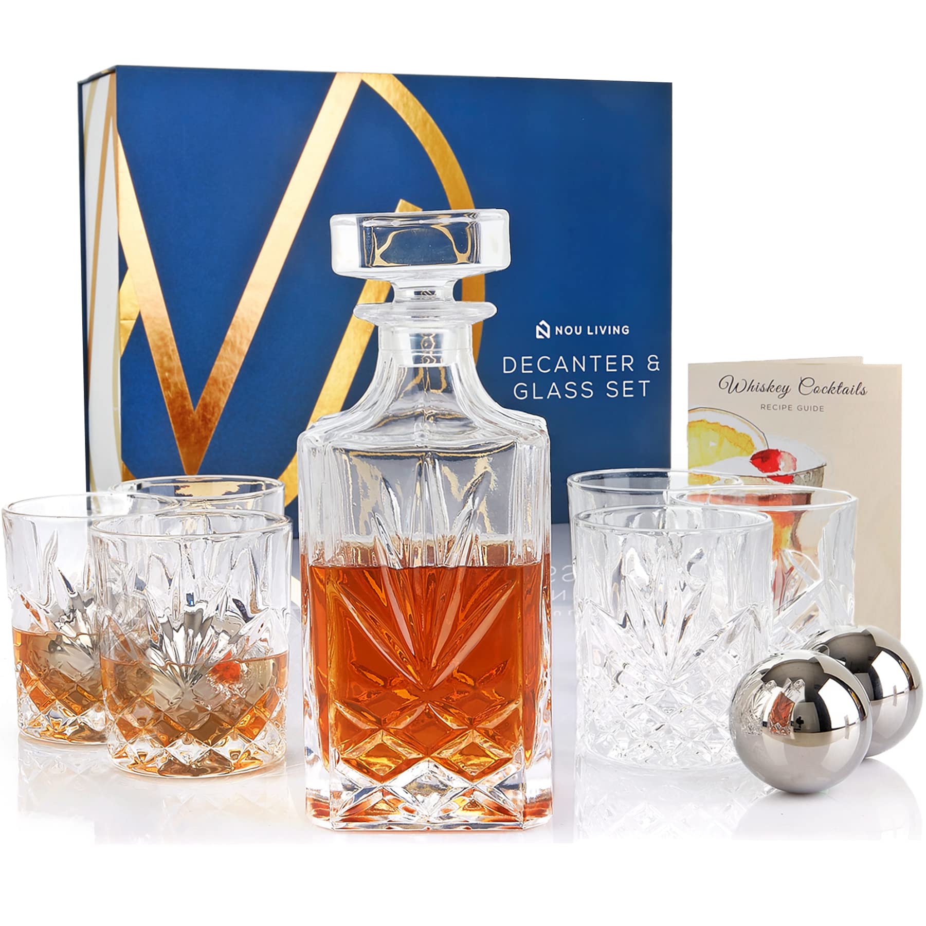 Mua Nou Living 11 Pc Crystal Whiskey Decanter Sets For Men - Classic ...