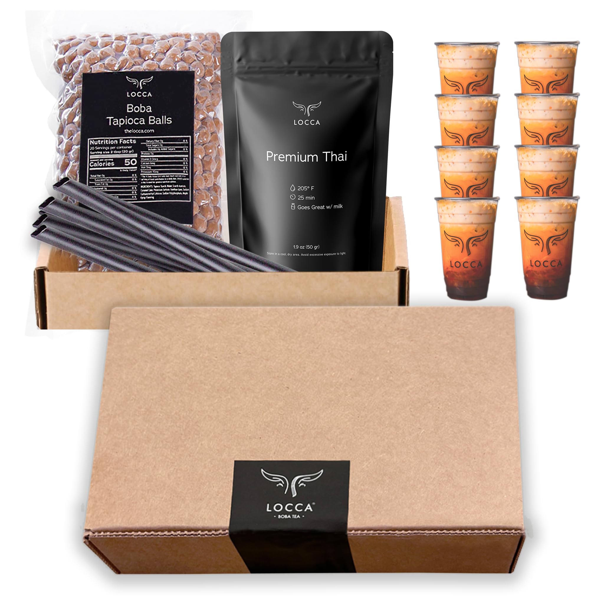 Mua Locca Boba Tea Kit | Thai Tea Boba Kit | 8 Servings Premium Boba ...