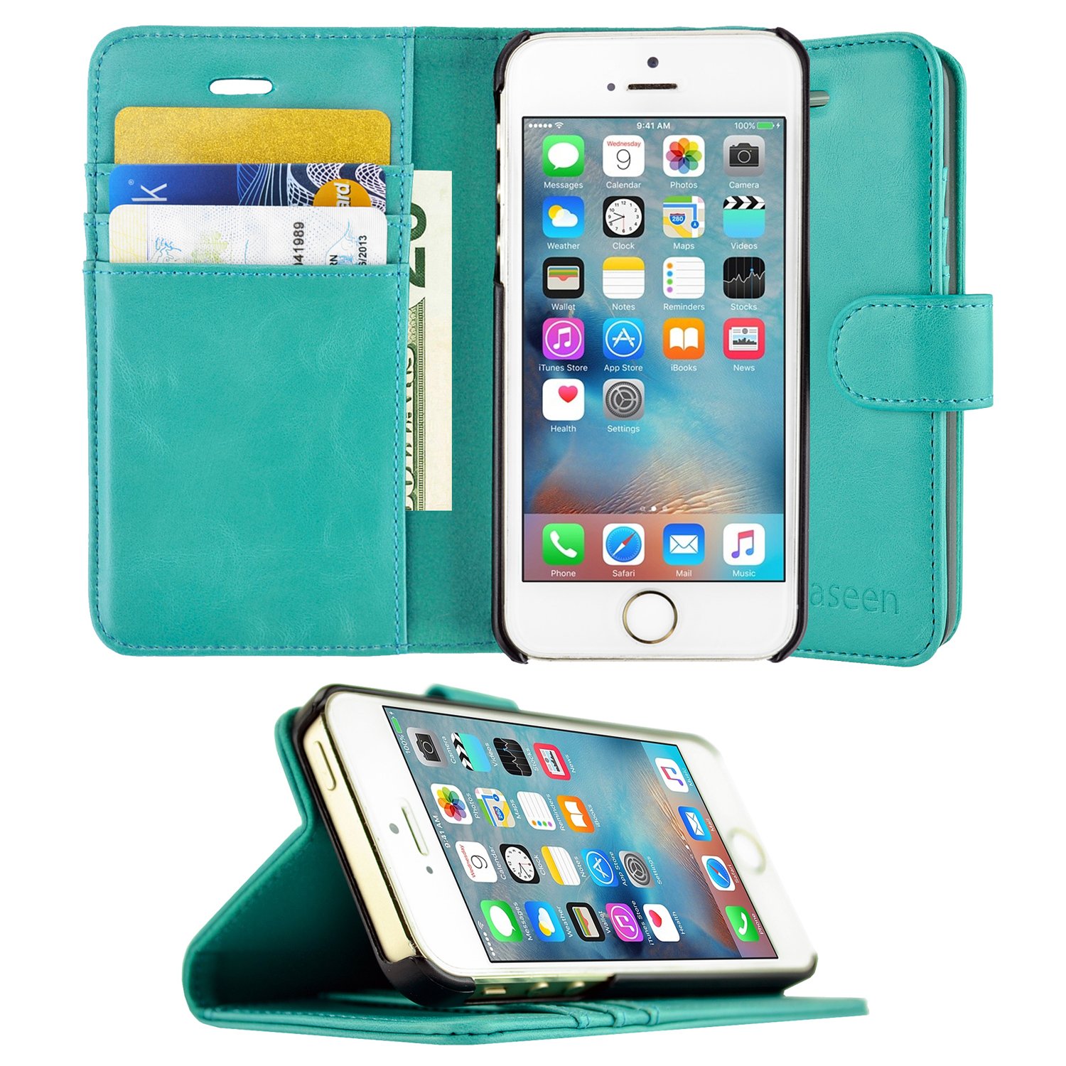 iPhone SE Case, iPhone SE Case, caseen Ottimo Leather Wallet Slim Folio ...