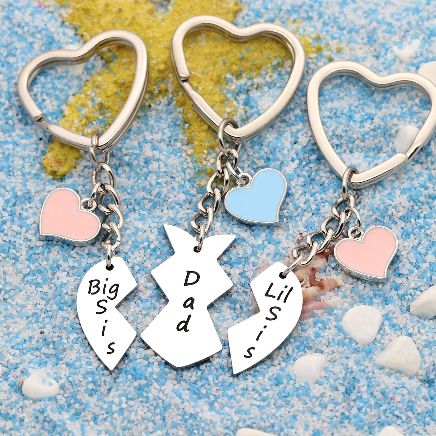 ACAROMAY 3PC Daddy Keychains Set Big Little Sis Heart Puzzle Key Chains ...