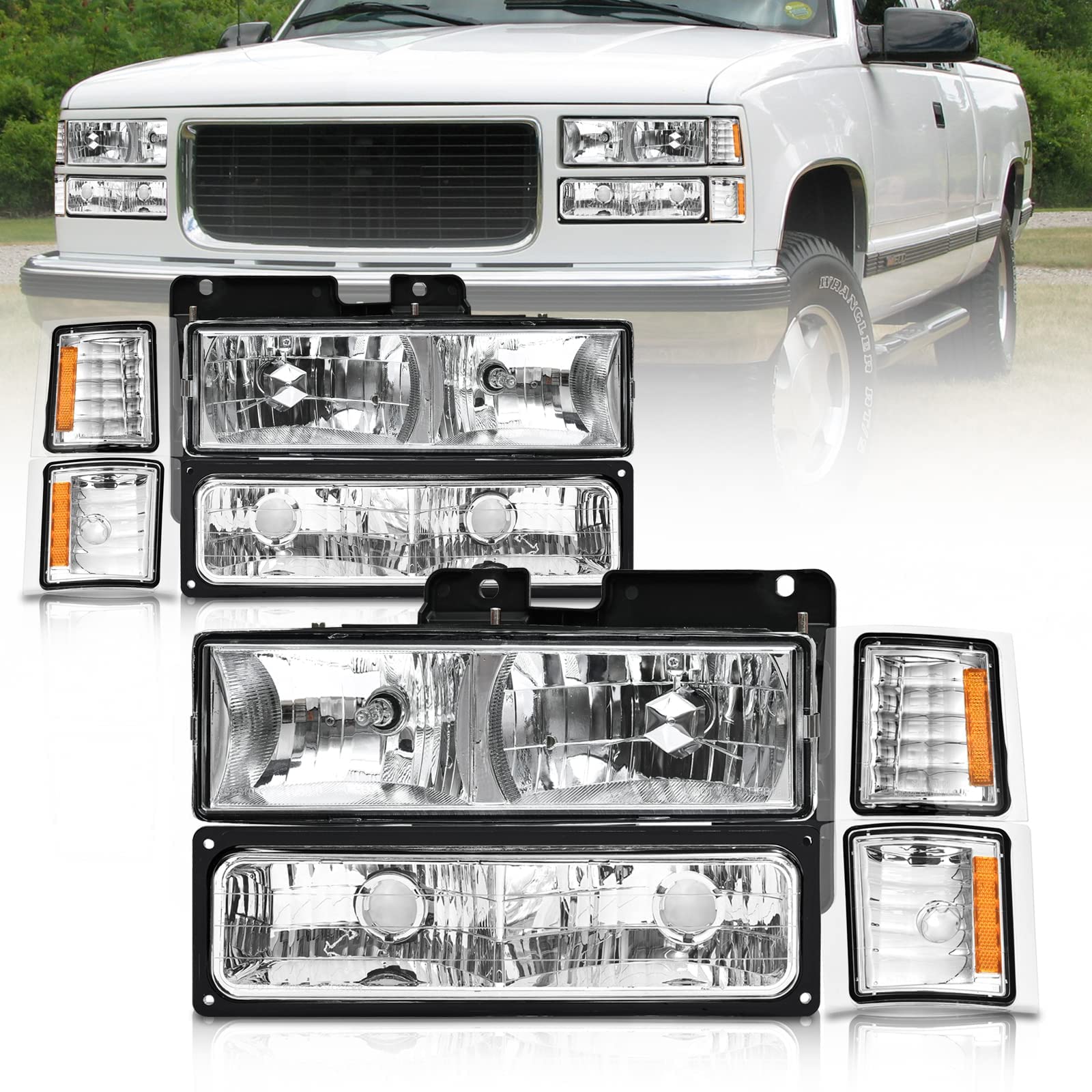 AS Headlights Assembly For 1994 1995 1996 1997 1998 Chevy Silverado ...