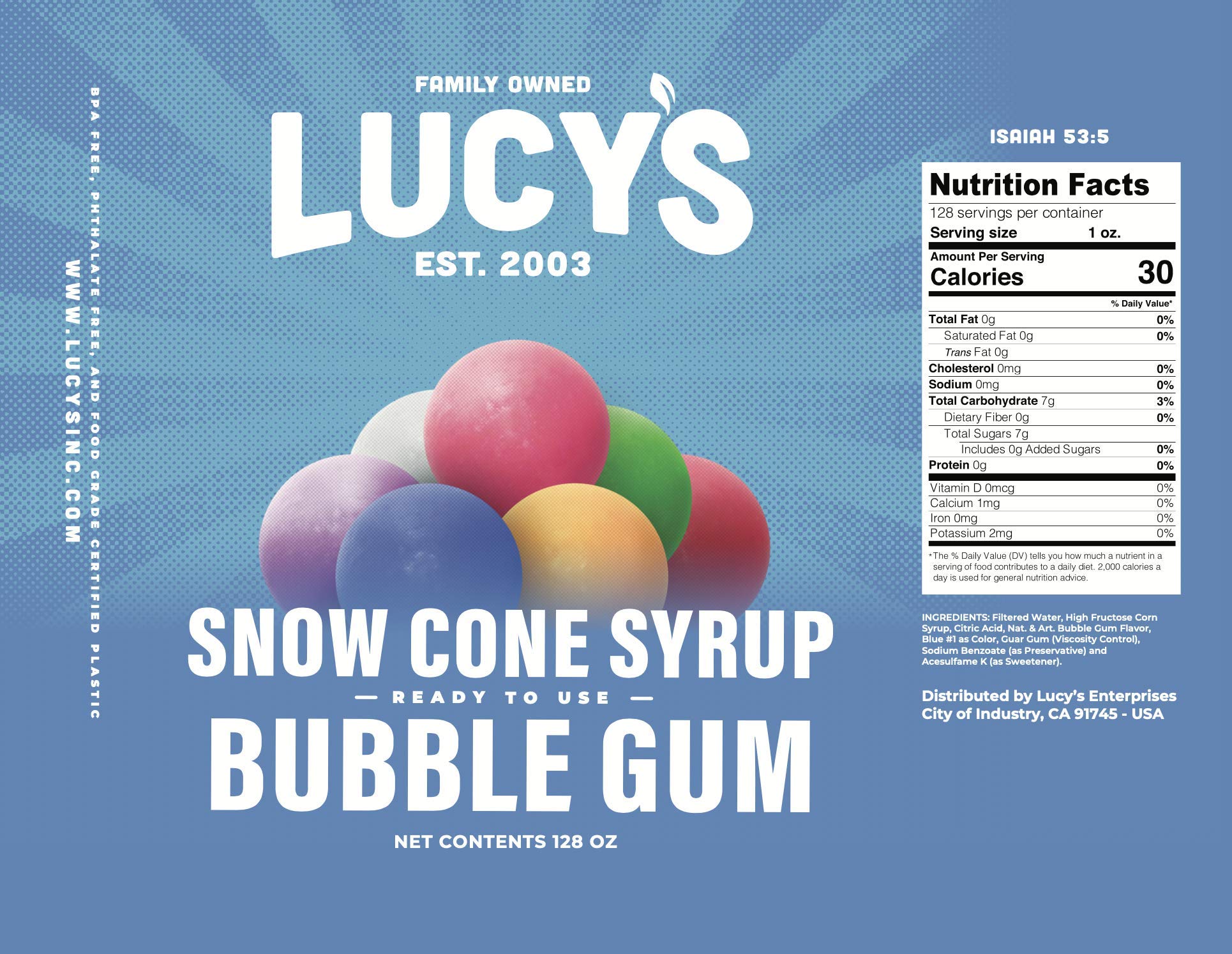 Mua Lucy's Family Owned - Shaved Ice Snow Cone Syrup, Bubble Gum - 1 ...