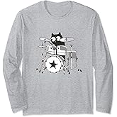 Amazon.com: Cat Drummer Funny Band Playing Kitty Punk Rockstar Kitten T ...