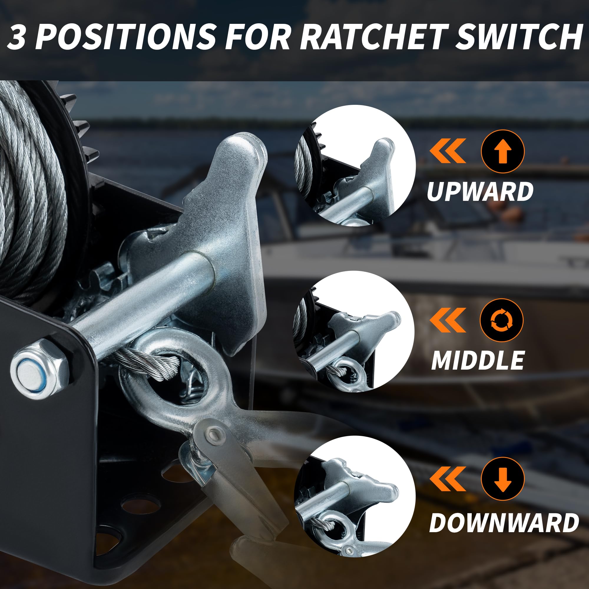 Mua 600lbs Heavy Duty Boat Trailer Winch with 19FT Strap, 2-Way Ratchet ...