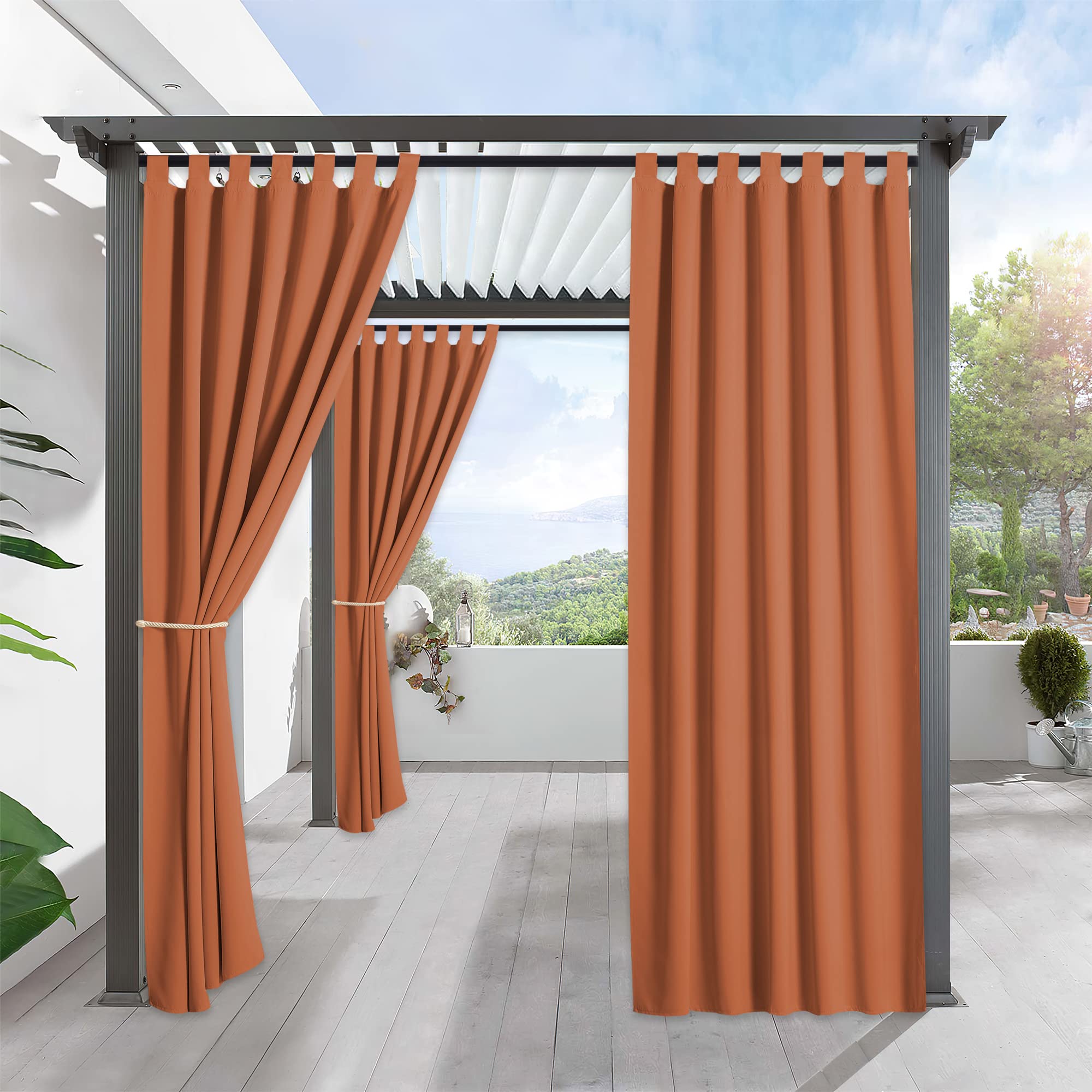 RYB HOME Outdoor Curtains for Patio Waterproof, Blackout Thermal ...