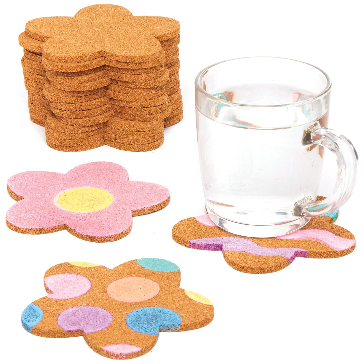 Amazon.com: Baker Ross AT375 Flower Cork Coasters Blanks - Pack of 30 ...