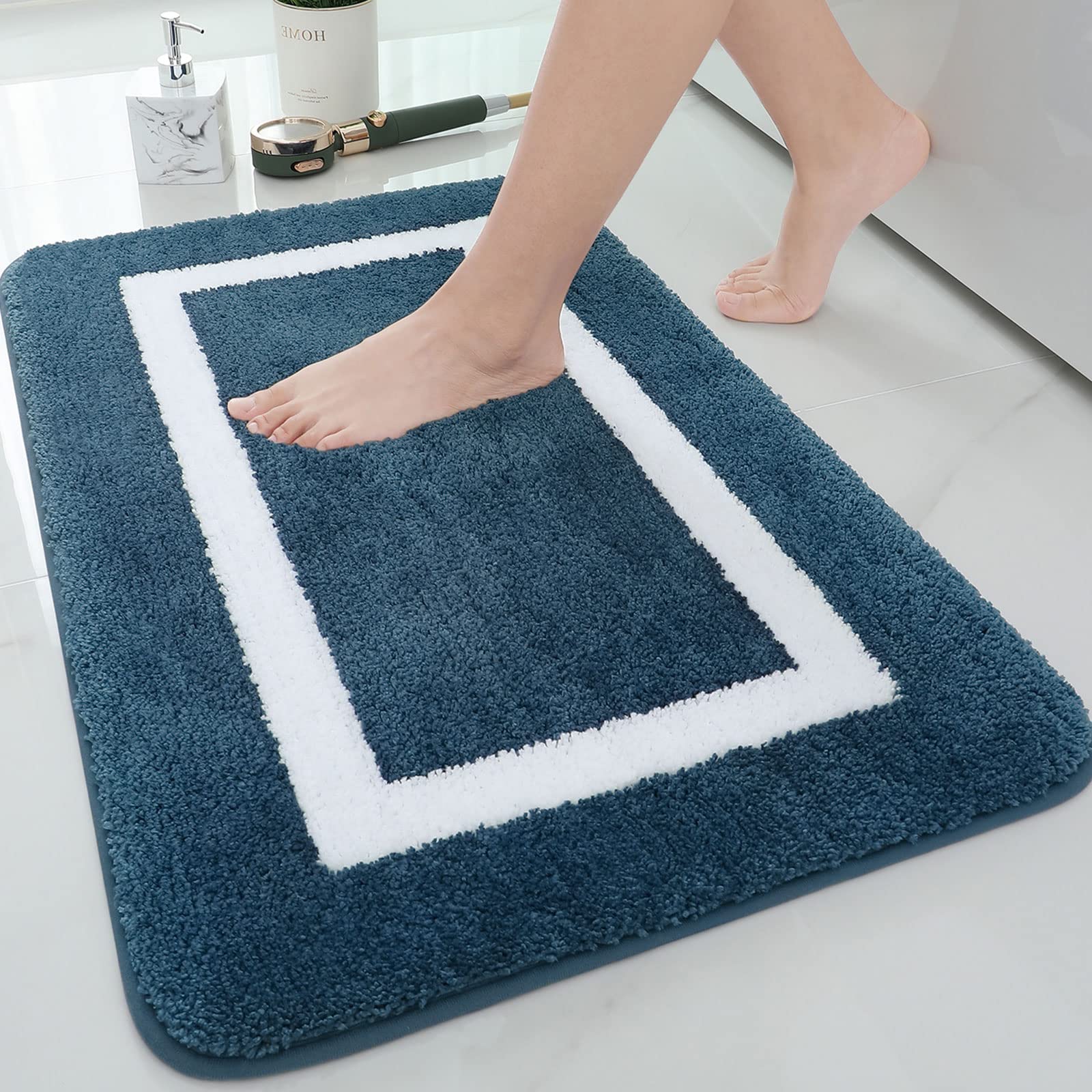 Luxury Bathroom Rug Mat, Ultra Soft Water Absorbent Microfiber Bath Rug ...