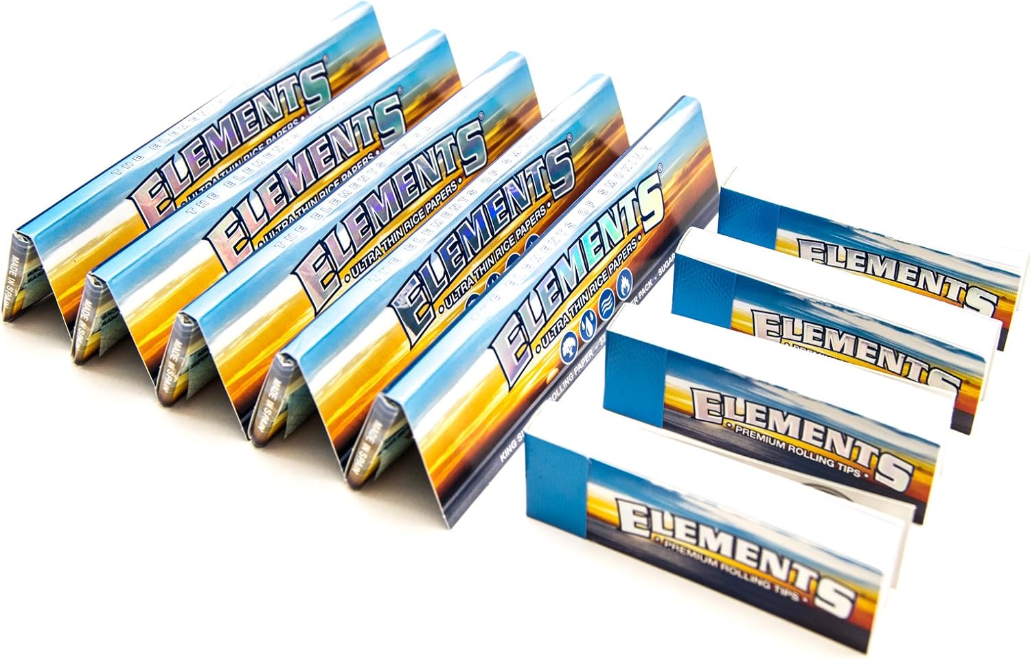 [5 Packs] Elements King Size Slim Rolling Papers with [4 Booklets] of ...