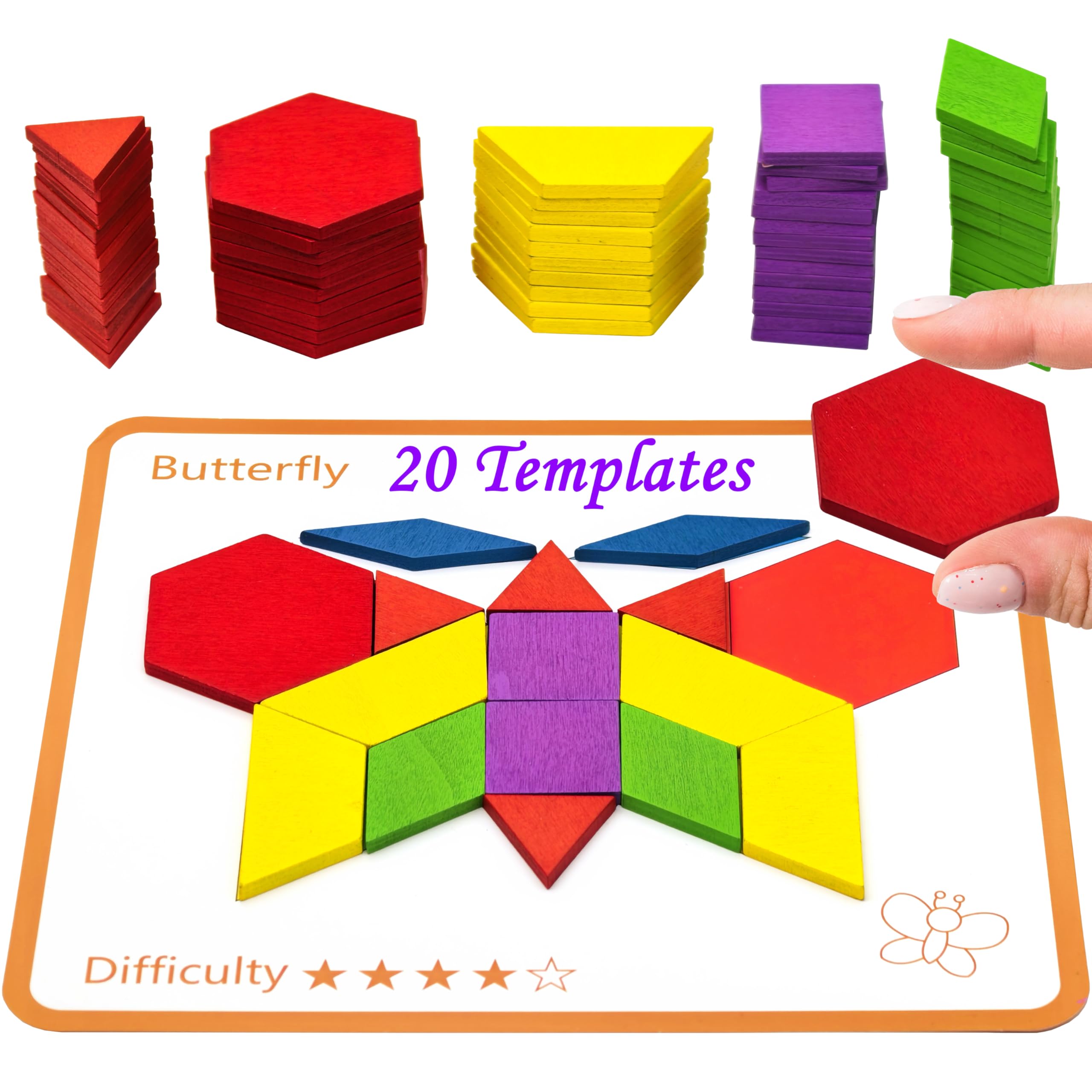 PHIELEY Activities for Dementia Patients, 80 Pieces Wooden Tangrams ...