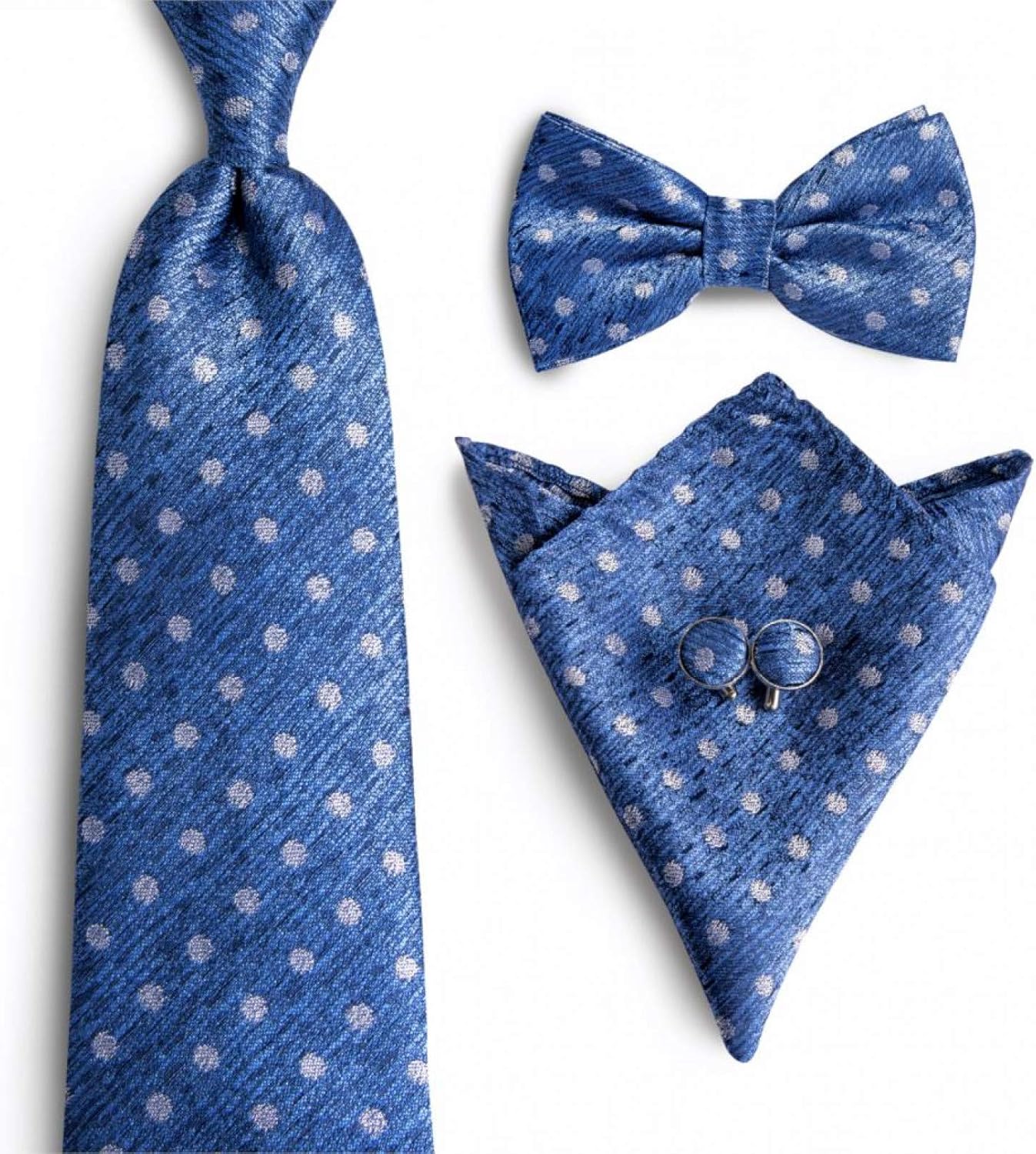 GPZFLGYN Bianco Nero Dodgerblue Cravatta a righe Hanky Gemelli Set ...